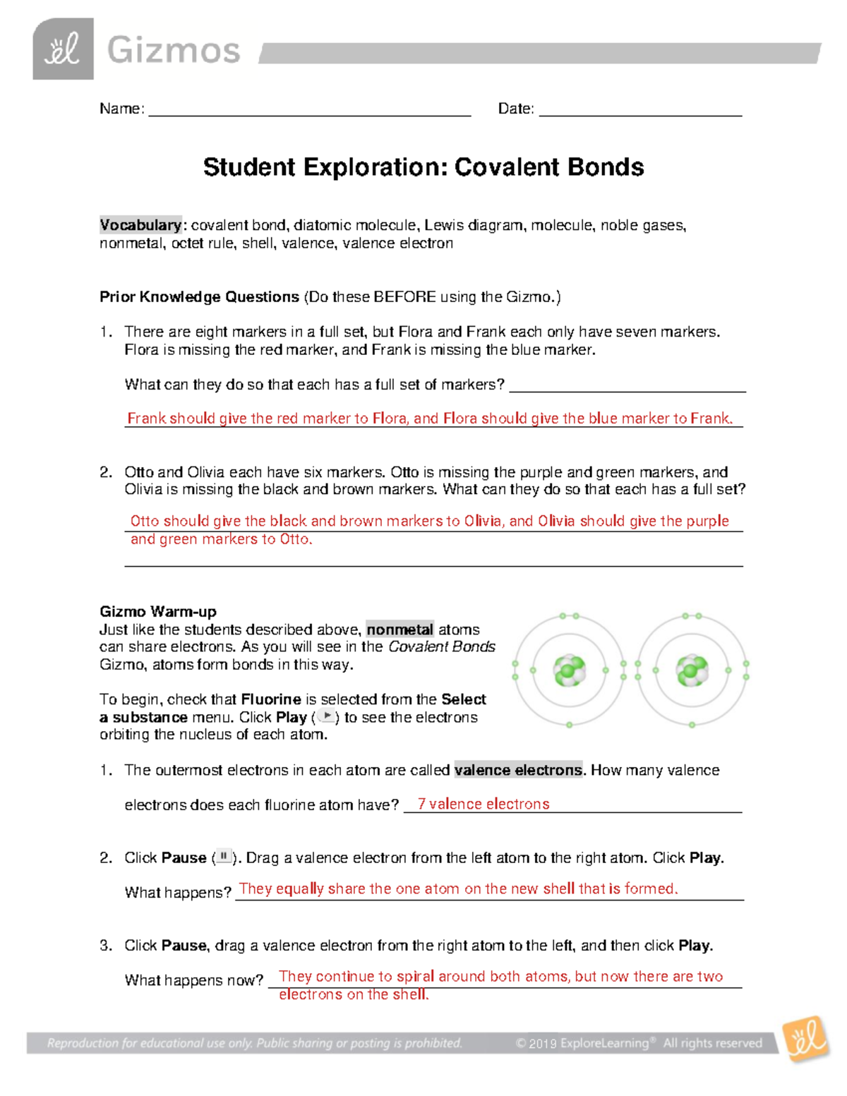 Covalent Bonds SE 1 - chem - Name ...