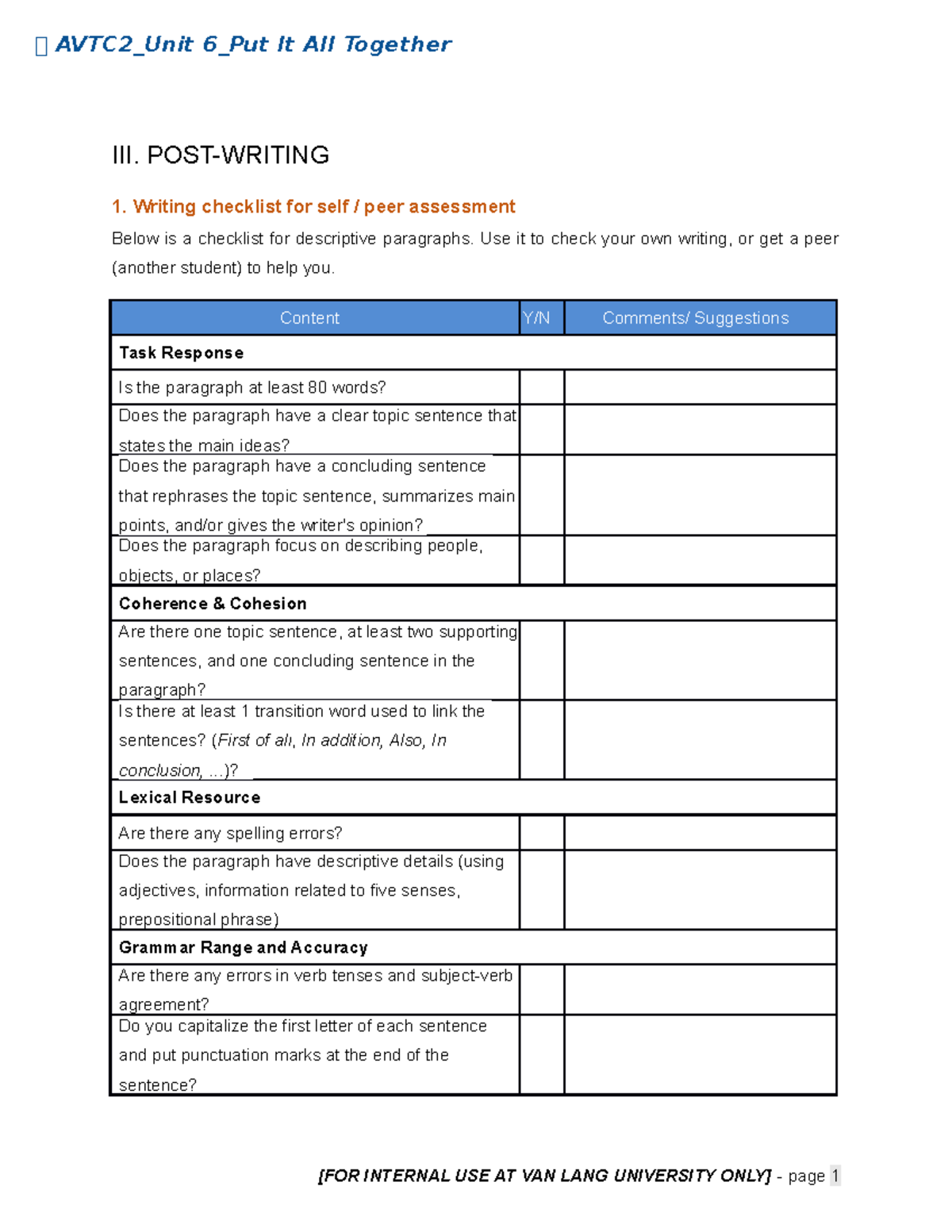 [Official] AVTC2 - Unit 6 - Put it all together - After class - 🐀 AVTC2 ...