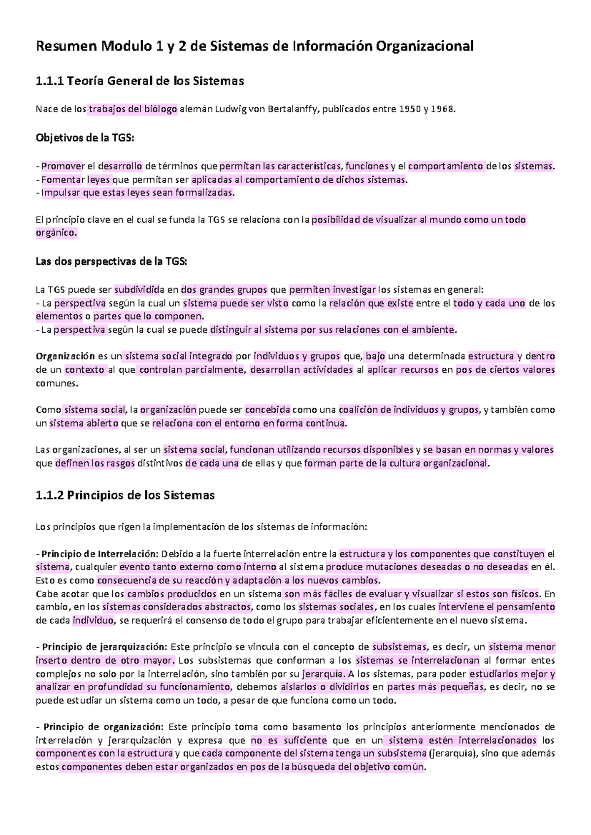 Resumen M1 - M2 - SIST - Resumen Modulo 1 y 2 de Sistemas de Información Organizacional 1.1 ...