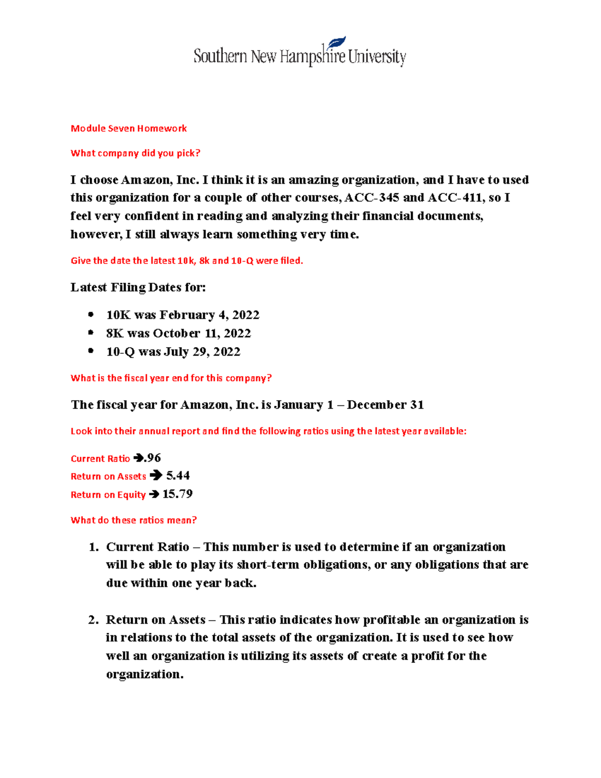 ACC 340 Module Seven Homework - Module Seven Homework What company did ...