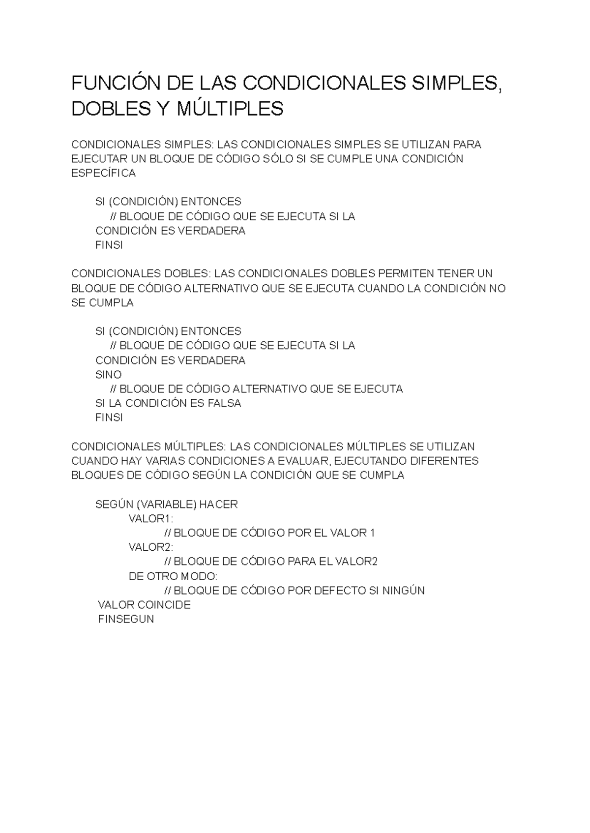 Función DE LAS Condicionales Simples, Dobles Y Múltiples - FUNCIÓN DE LAS CONDICIONALES SIMPLES ...