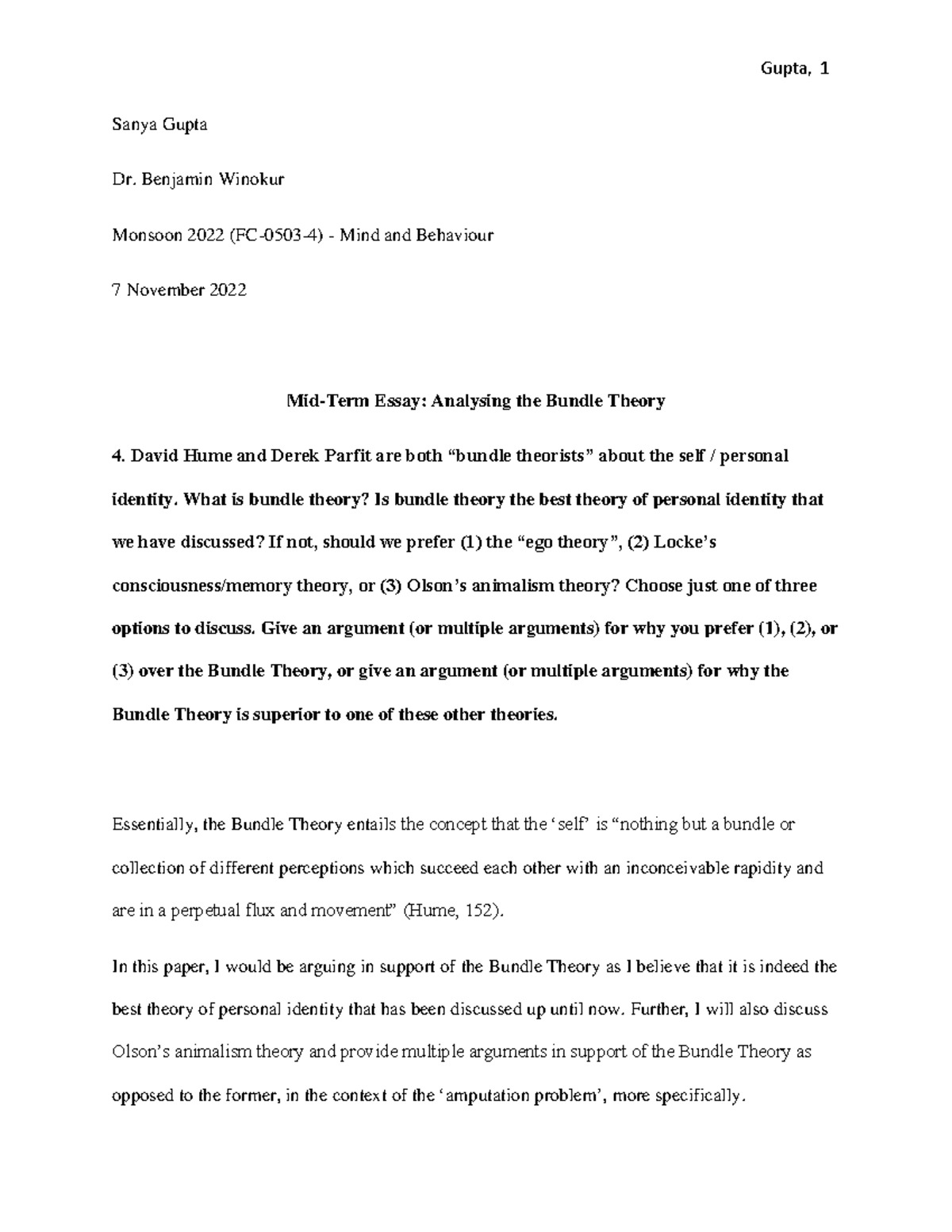 Bundle theory Analysis - Sanya Gupta Dr. Benjamin Winokur Monsoon 2022 ...
