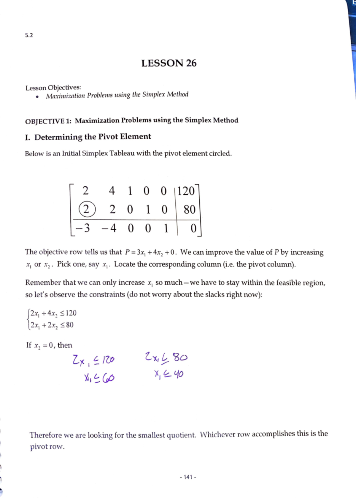 Lesson 26 math 139 - LESSON 26 Lesson Objectives: - Maximization ...
