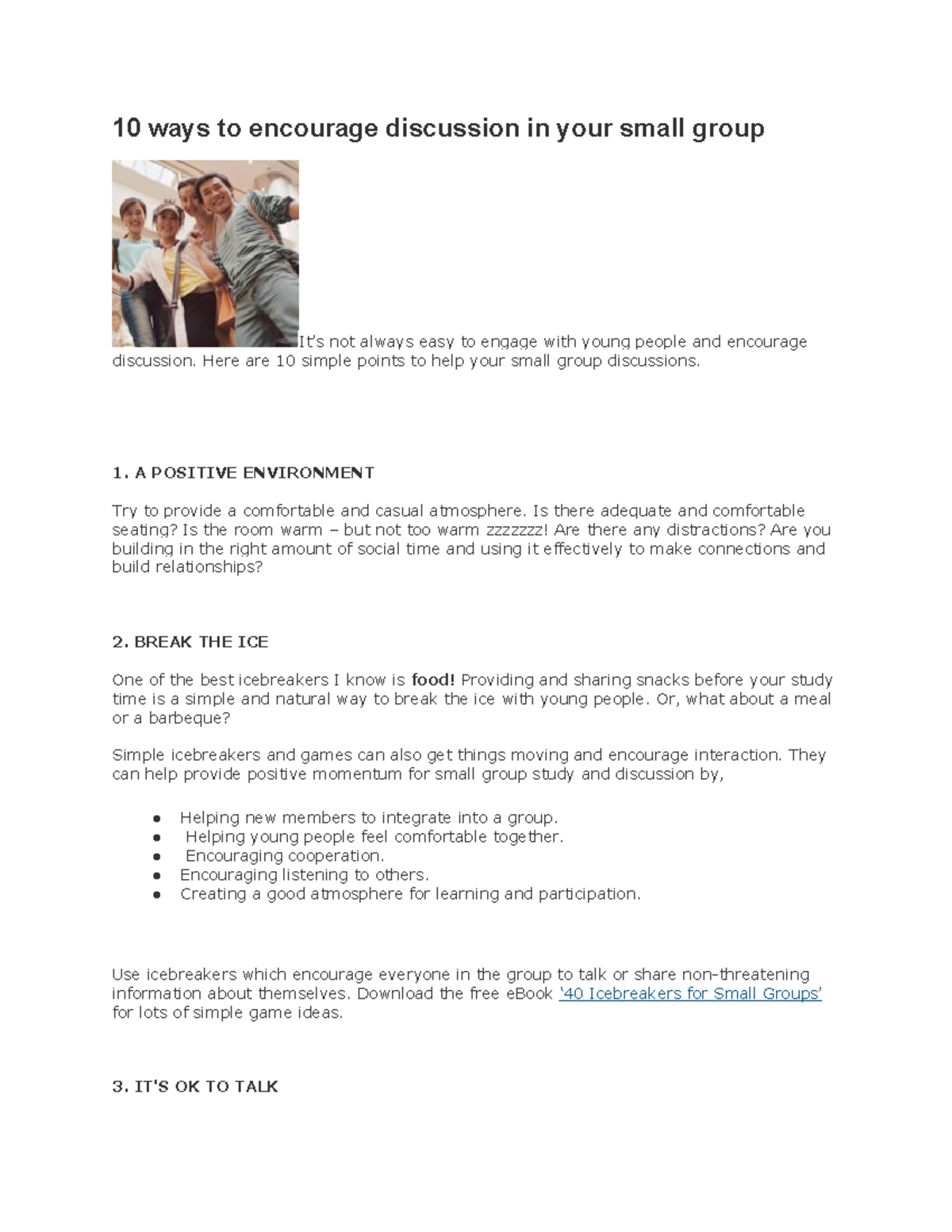 10 ways to encourage discussion in your small group - Here are 10 ...