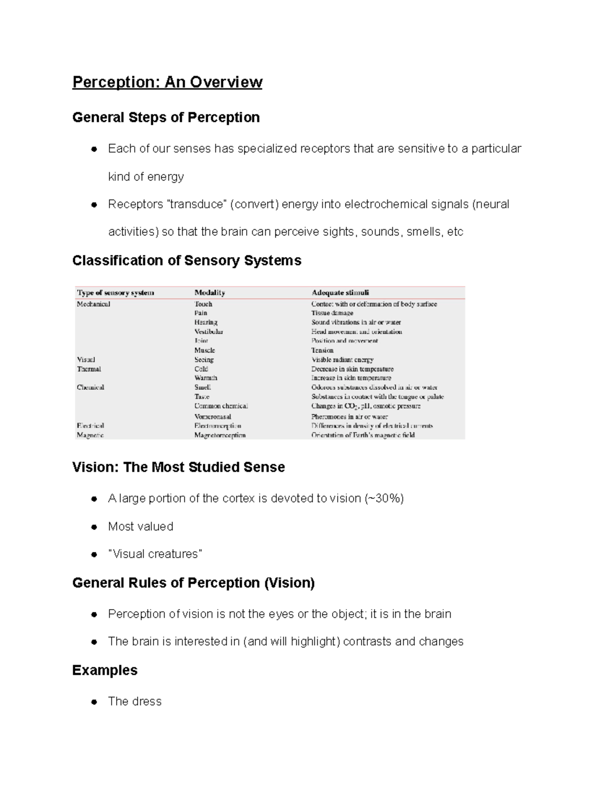 Lesson Six When Light Enters the Eye - Perception: An Overview General ...