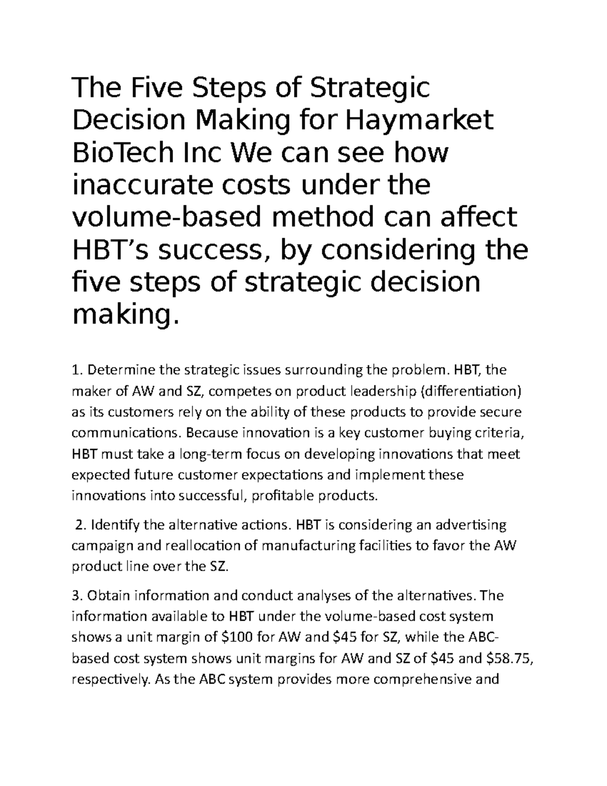 The Five Steps Of Strategic Decision Making For Haymarket Bio Tech Inc the-five-steps-of-strategic-decision-making-for-haymarket-bio-tech-inc