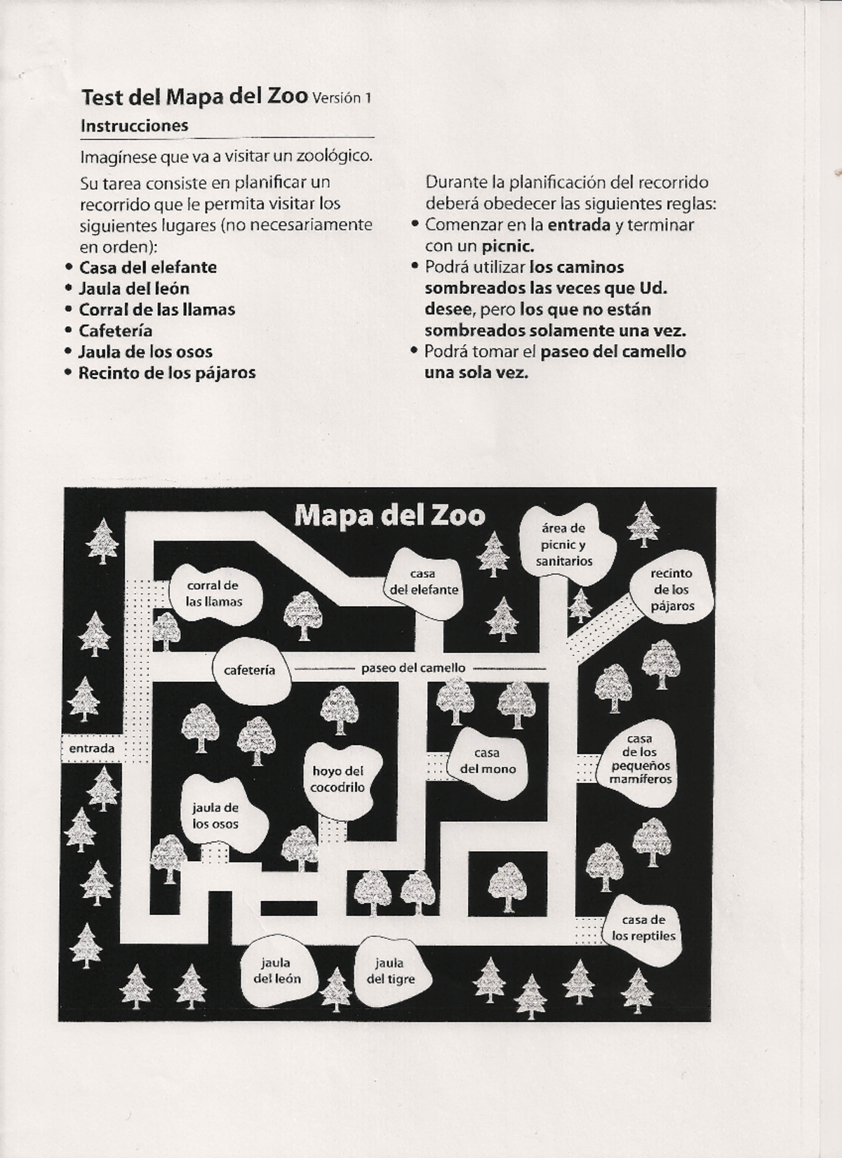 Zoo Map - zoo map - Test del Mapa del Zoo Versión 1 Instrucciones ...