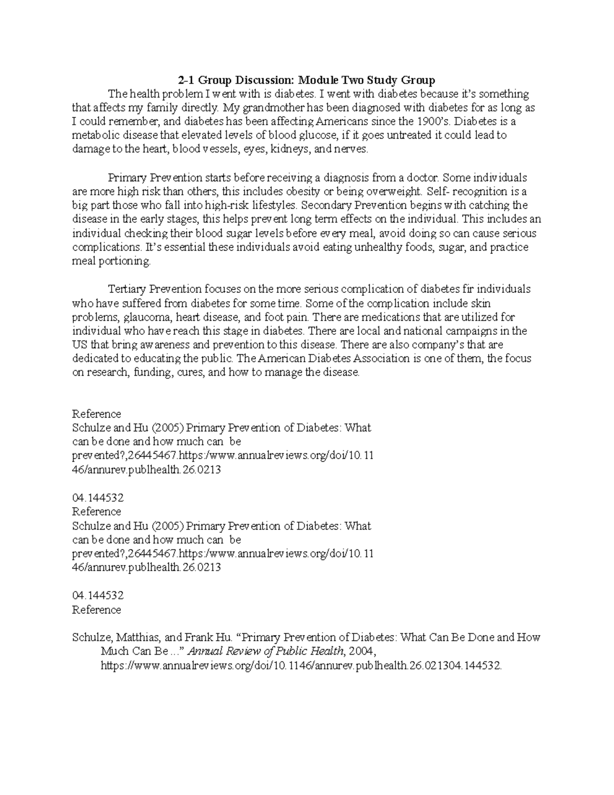 IHP515 2-1 Group Discussion- Module Two Study Group - 2-1 Group ...