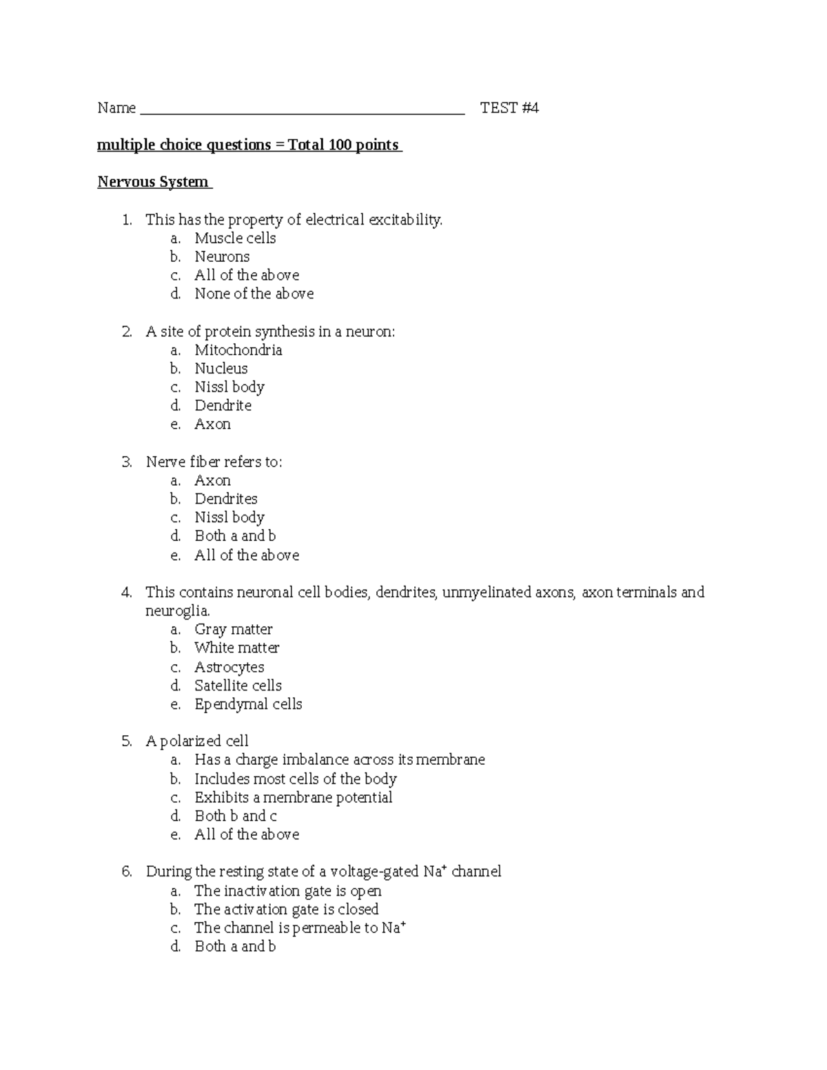 Test 4 - test 4 for A&P - Name ...