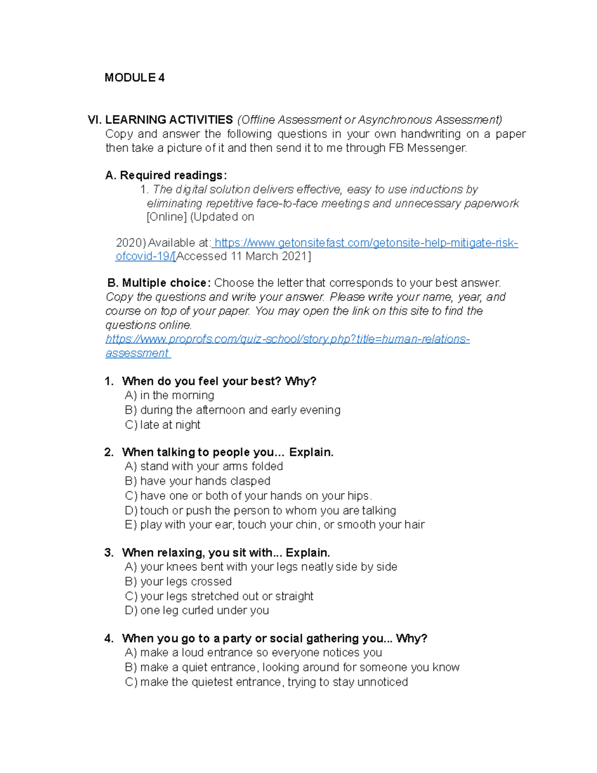 IP module 4 - sharing is a blessing - MODULE 4 VI. LEARNING ACTIVITIES ...
