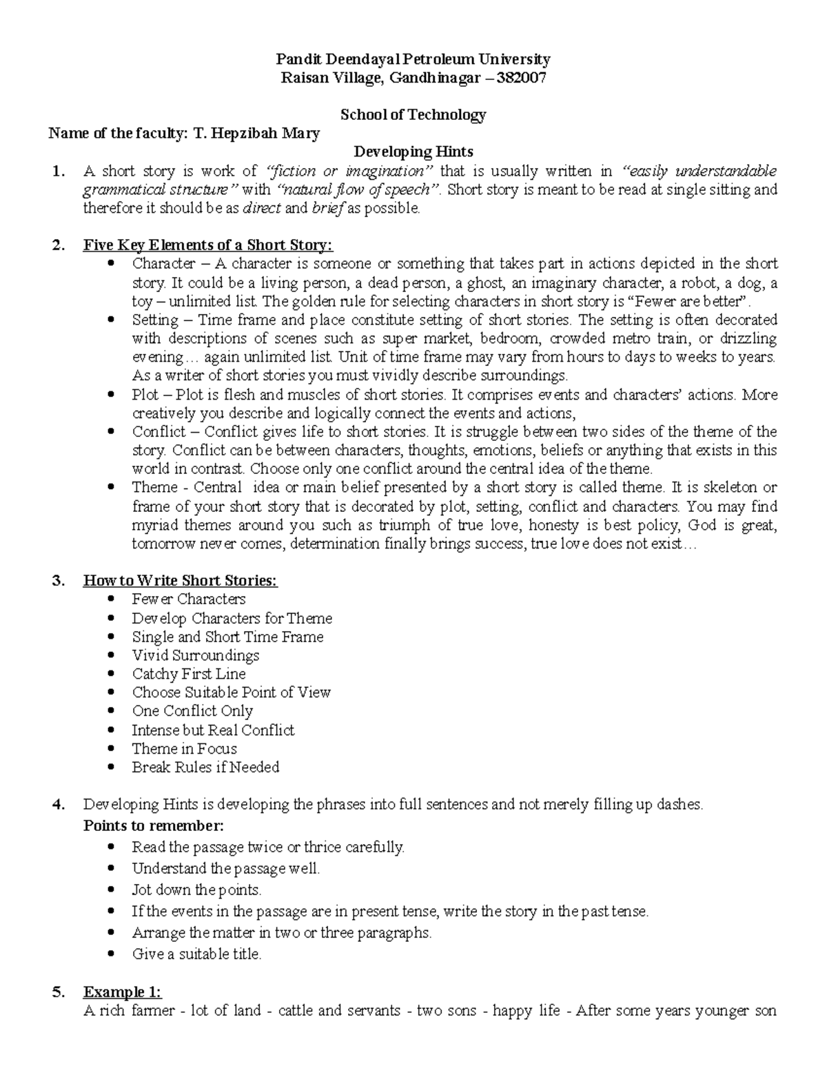 Developing Hints - Pandit Deendayal Petroleum University Raisan Village ...