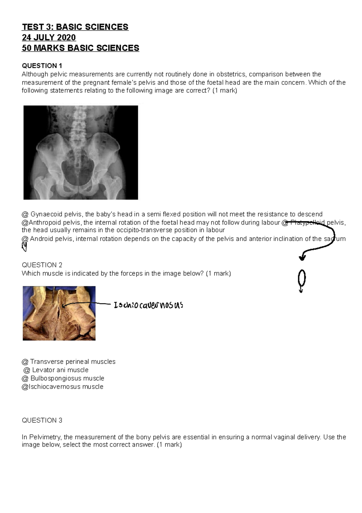 TEST 1 (2020) - Basic science test - TEST 3: BASIC SCIENCES 24 JULY ...