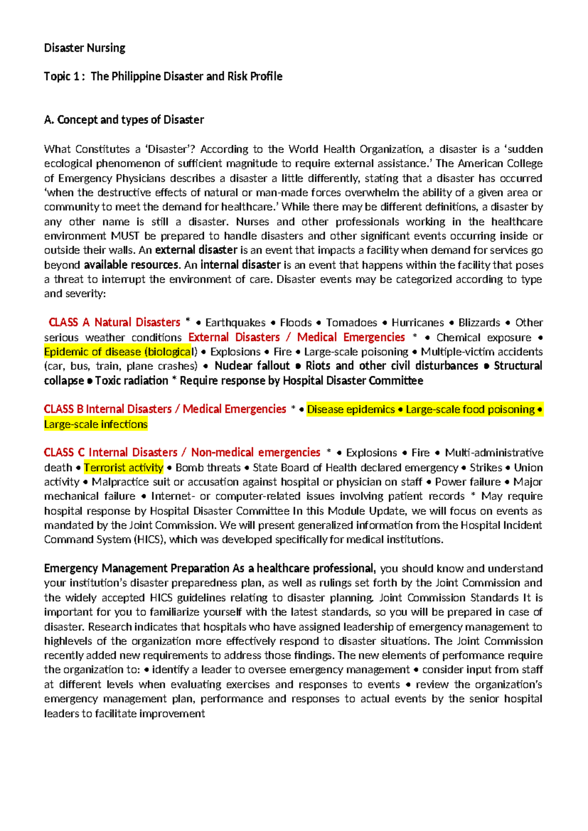 Disaster Nursing topic 1 - Concept and types of Disaster What ...