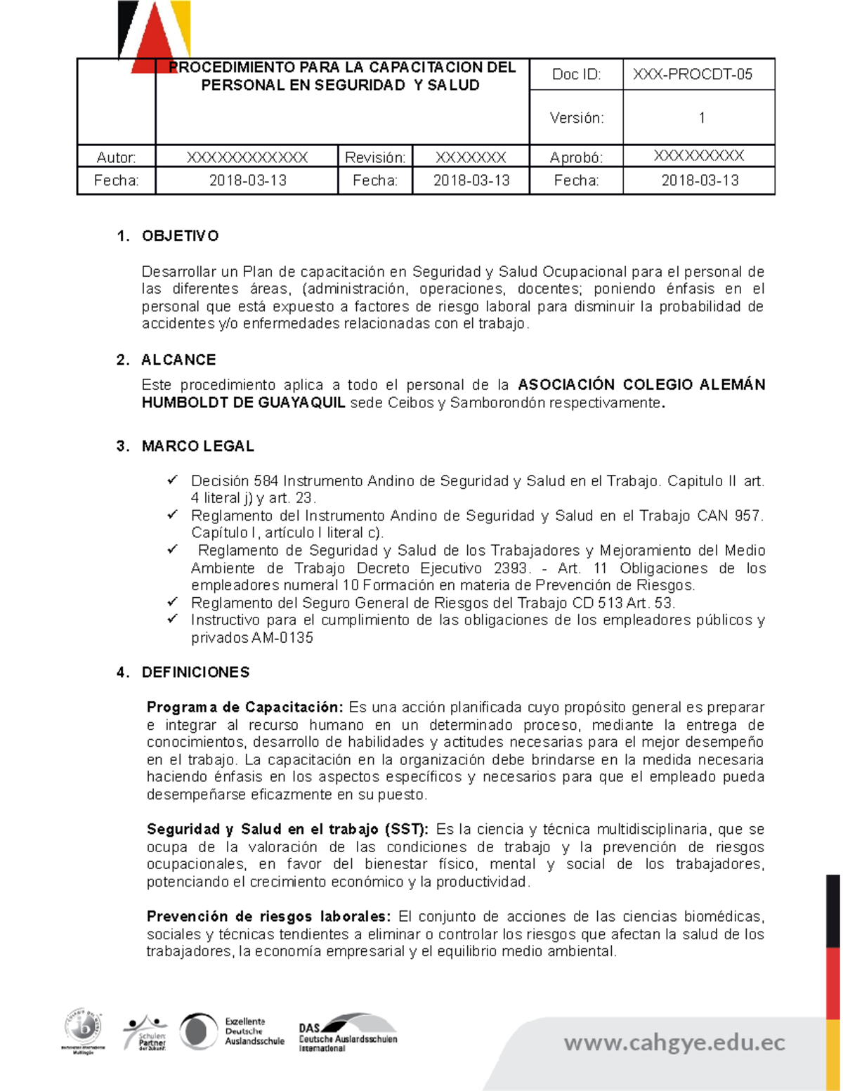 Capacitaciòn del personal en SST - 1. OBJETIVO Desarrollar un Plan de ...