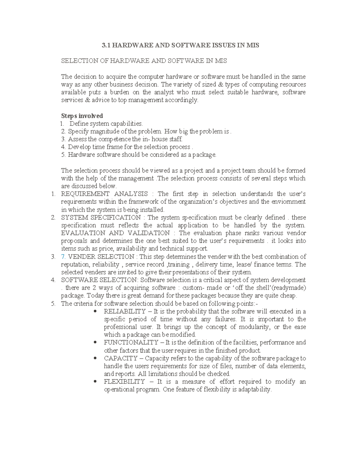 UCI 202 Topic 3.1 Hardware AND Software Issues IN MIS - 3 HARDWARE AND SOFTWARE ISSUES IN MIS ...