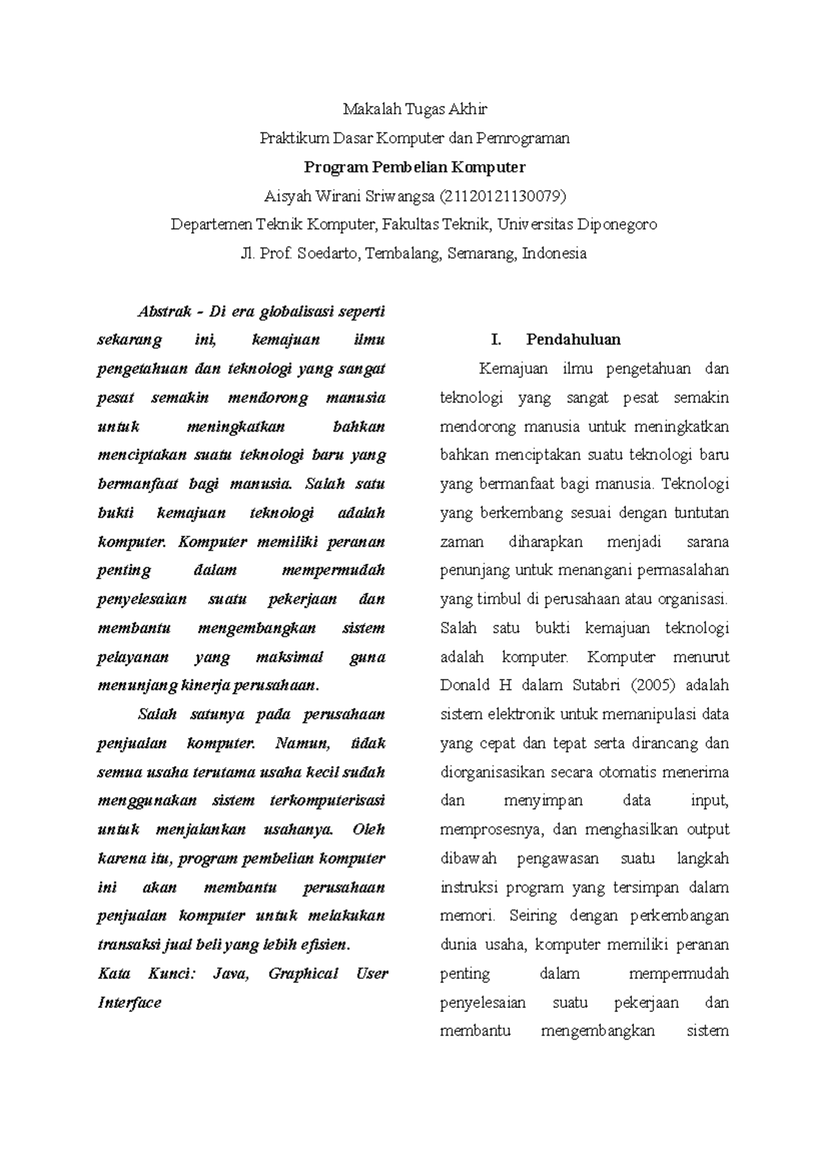 Makalah Tugas Akhir - ....... - Makalah Tugas Akhir Praktikum Dasar ...