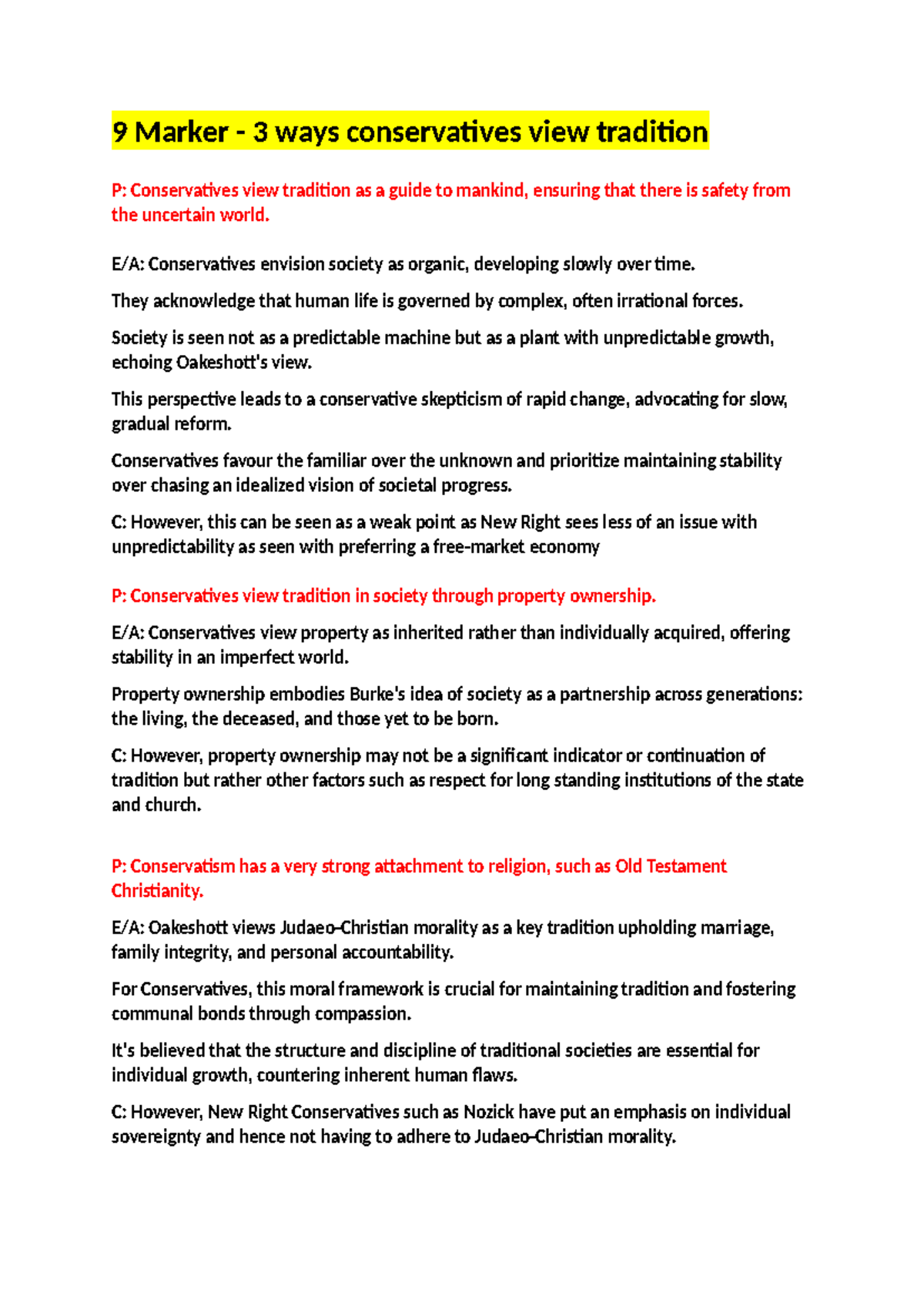 9 Marker - 9 Marker - 3 ways conservatives view tradition P ...