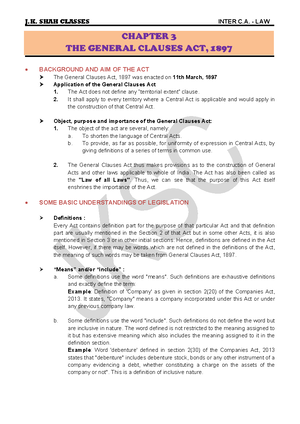 General Clause Act Full Notes - Chapter 13 General Clauses Act, 1897 ...