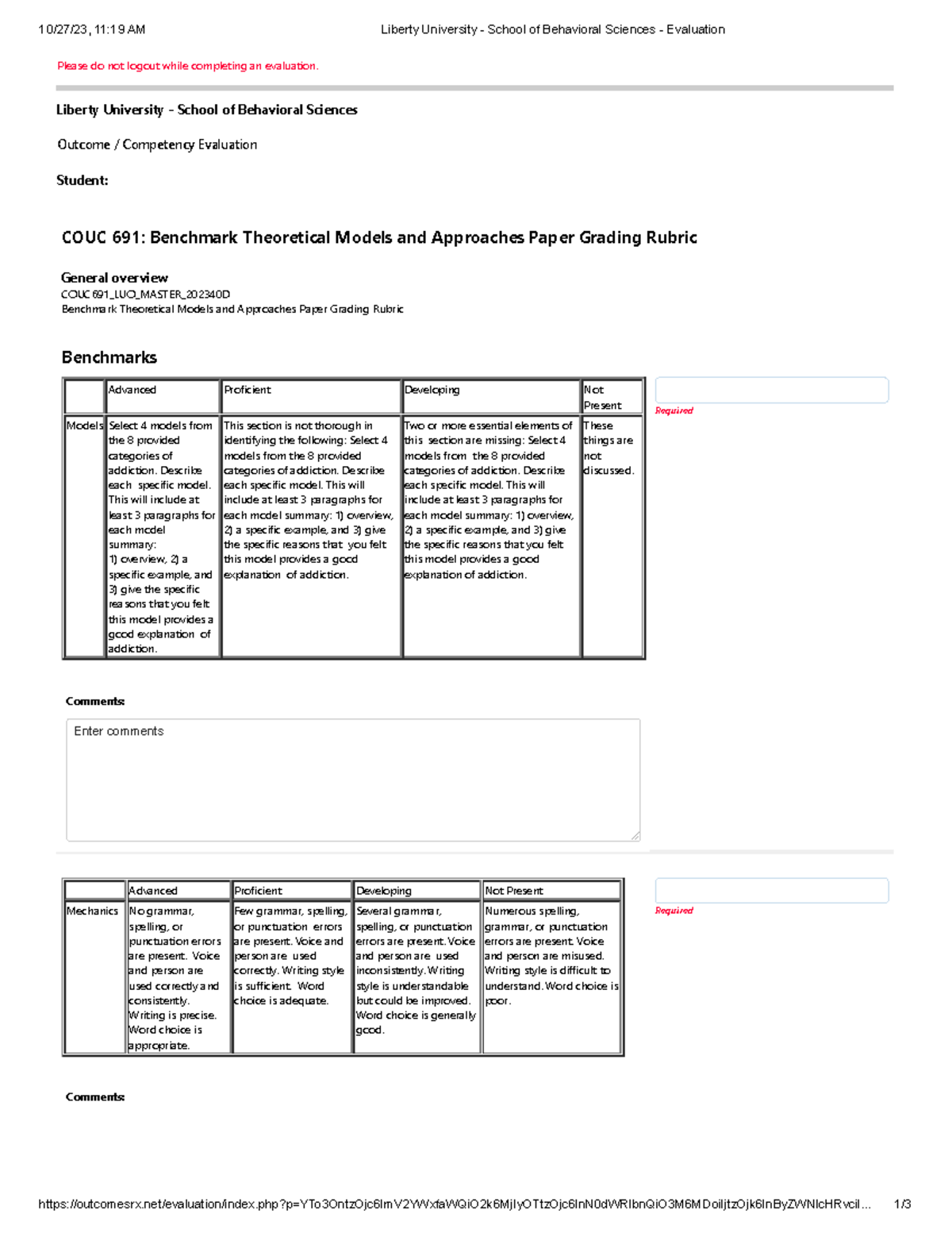 169842001 5 COUC 691 Benchmark Theoretical Models and Approaches Paper ...