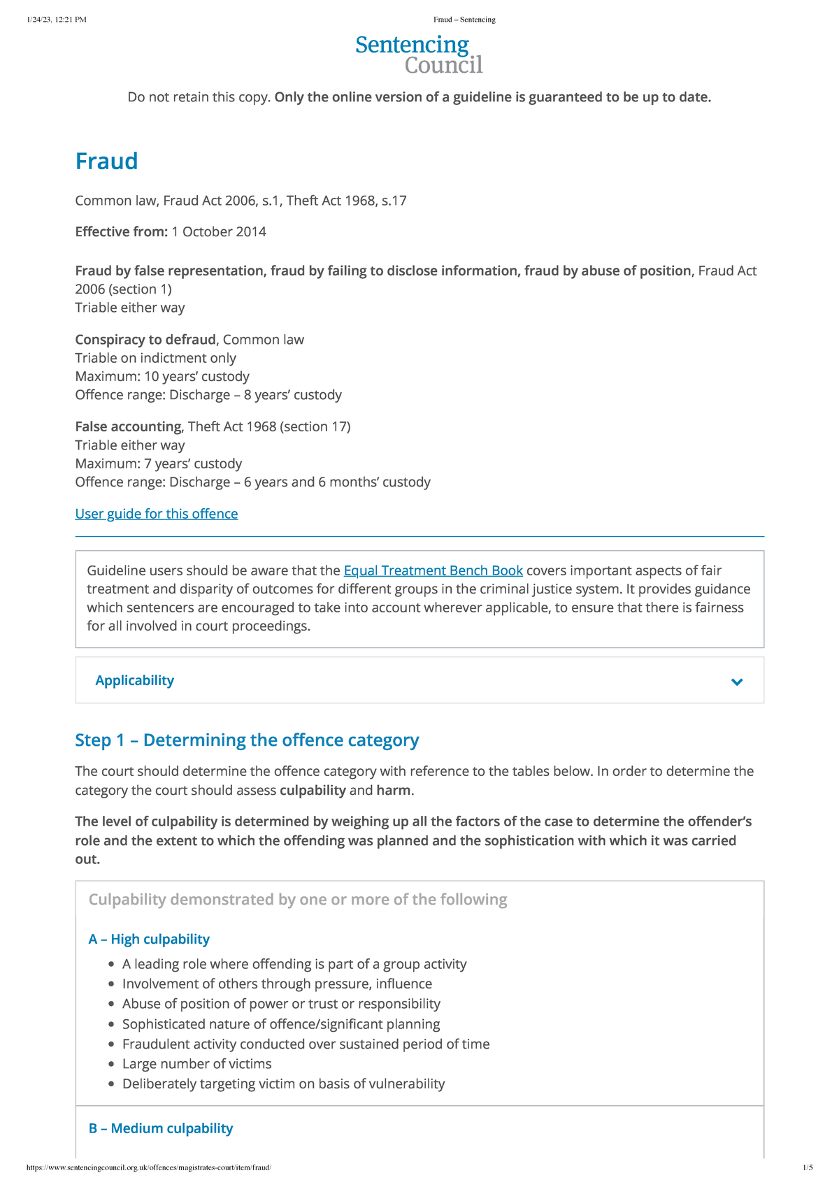 Fraud Sentencing Guidelines - Studocu