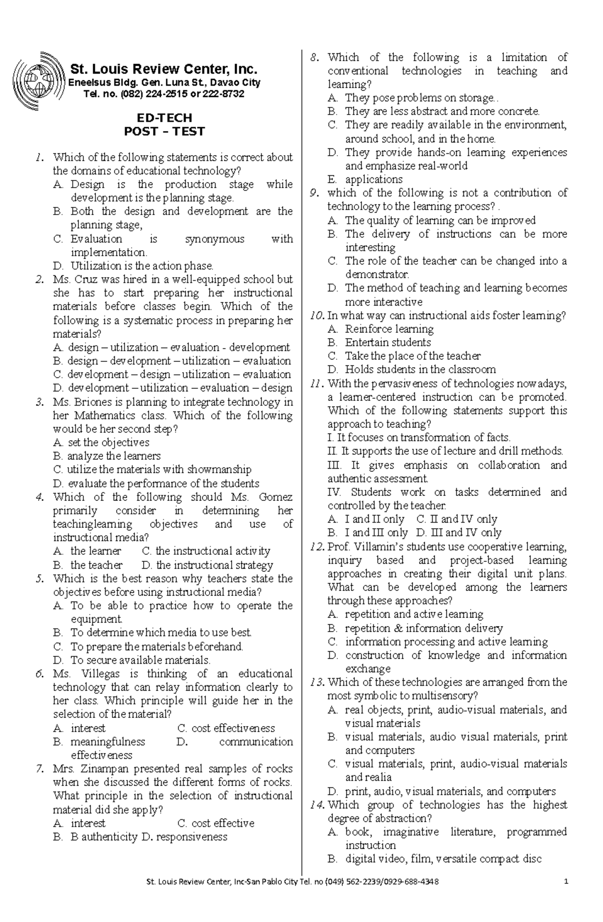 Educational Technology Test Questions And Answers - St. Louis Review ...