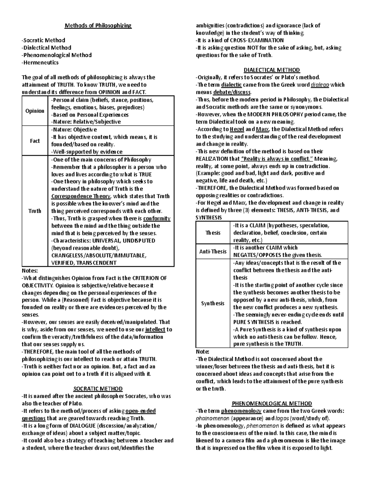 IPHP Study Material Sept 18 23 - Methods of Philosophizing Socratic ...