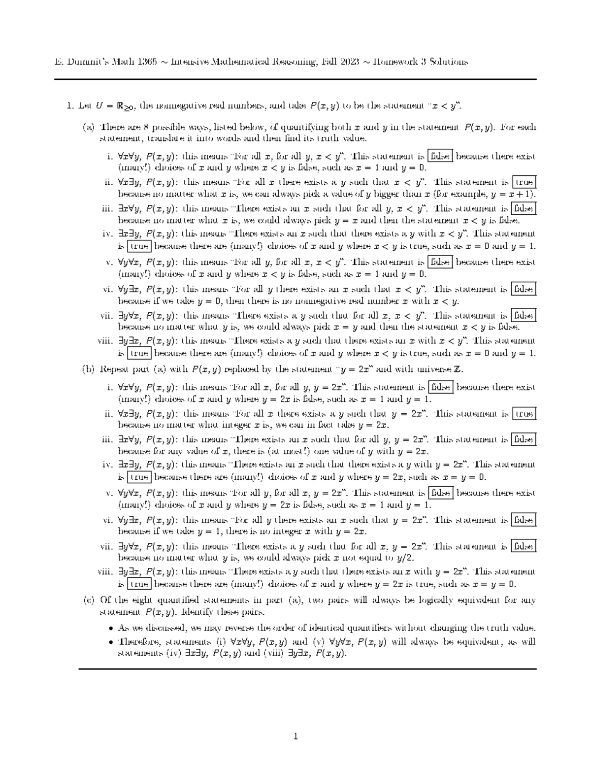 1365 homework 3 solutions - E. Dummit's Math 1365 ∼ Intensive ...