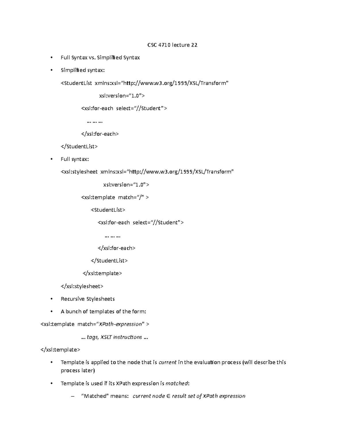 Csc 4710 Lecture 22 Csc 4710 Lecture 22 Full Syntax Vs Simplified Syntax Simplified Syntax