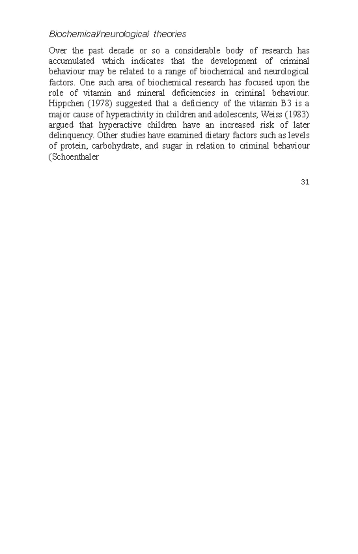 The Biochemical or neurological theories - Biochemical/neurological ...