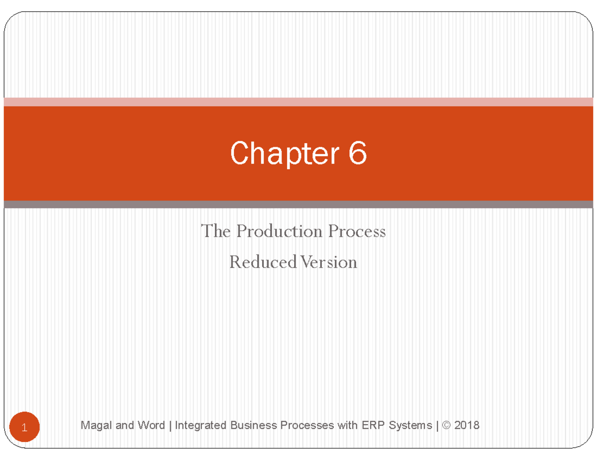 Production Process 1 - The Production Process Reduced Version Chapter 6 ...