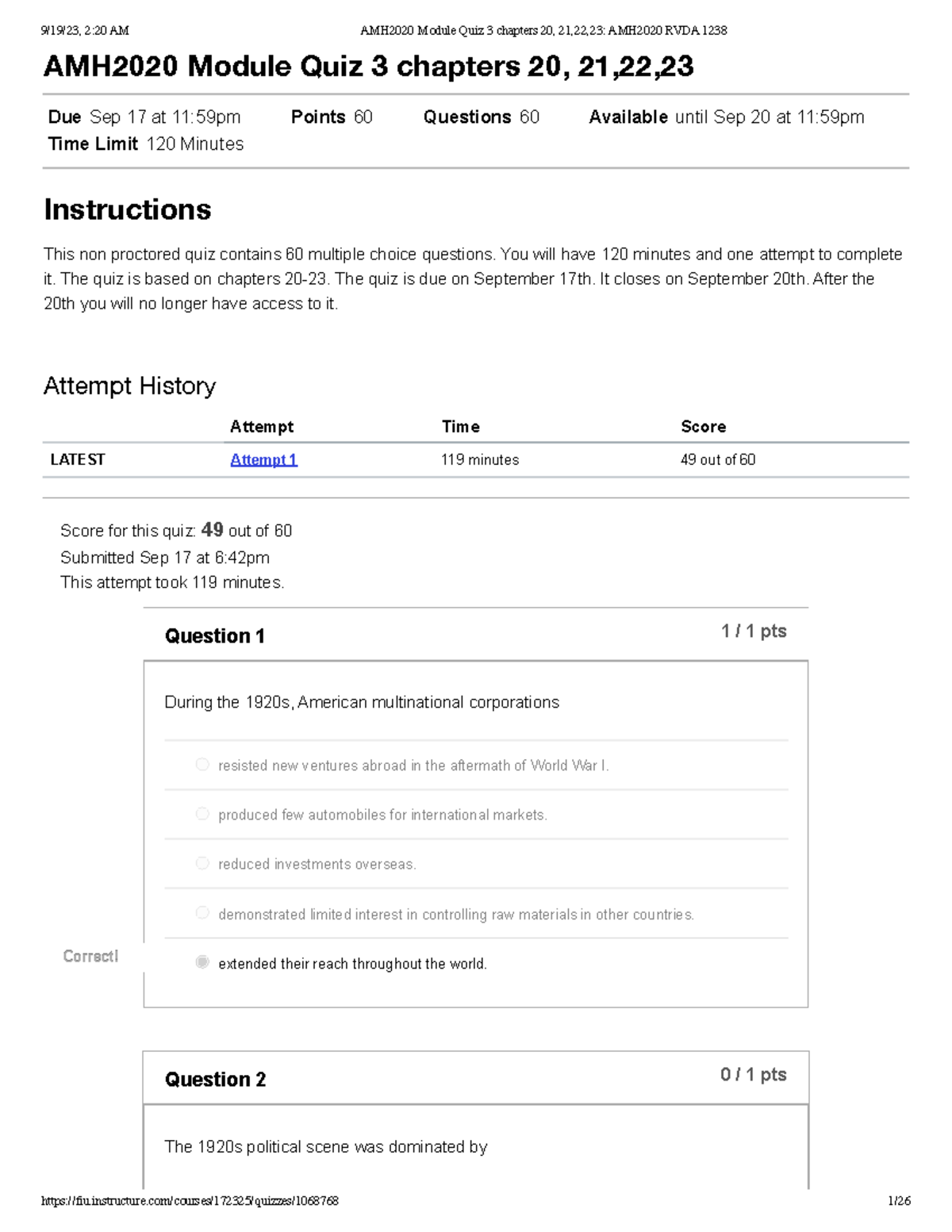 AMH2020 Module Quiz 3 1-6 - This non proctored quiz contains 60 ...