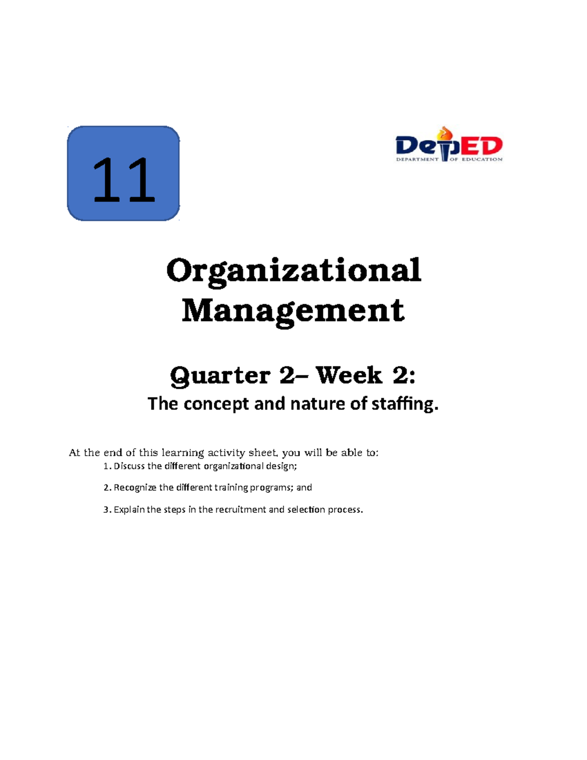 LAS O.M. Q2 Week 2 - Tutorial work for the subject Organization and ...