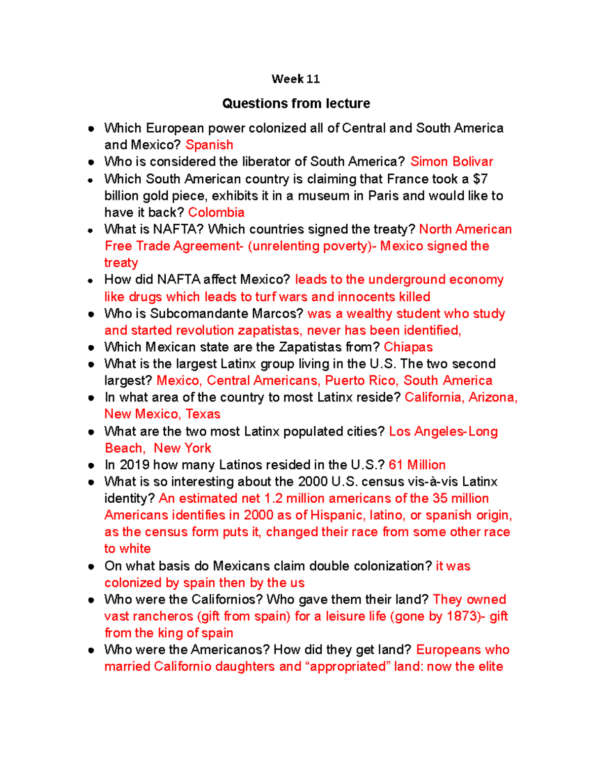 Study guide 11 - Week 11 Questions from lecture Which European power ...