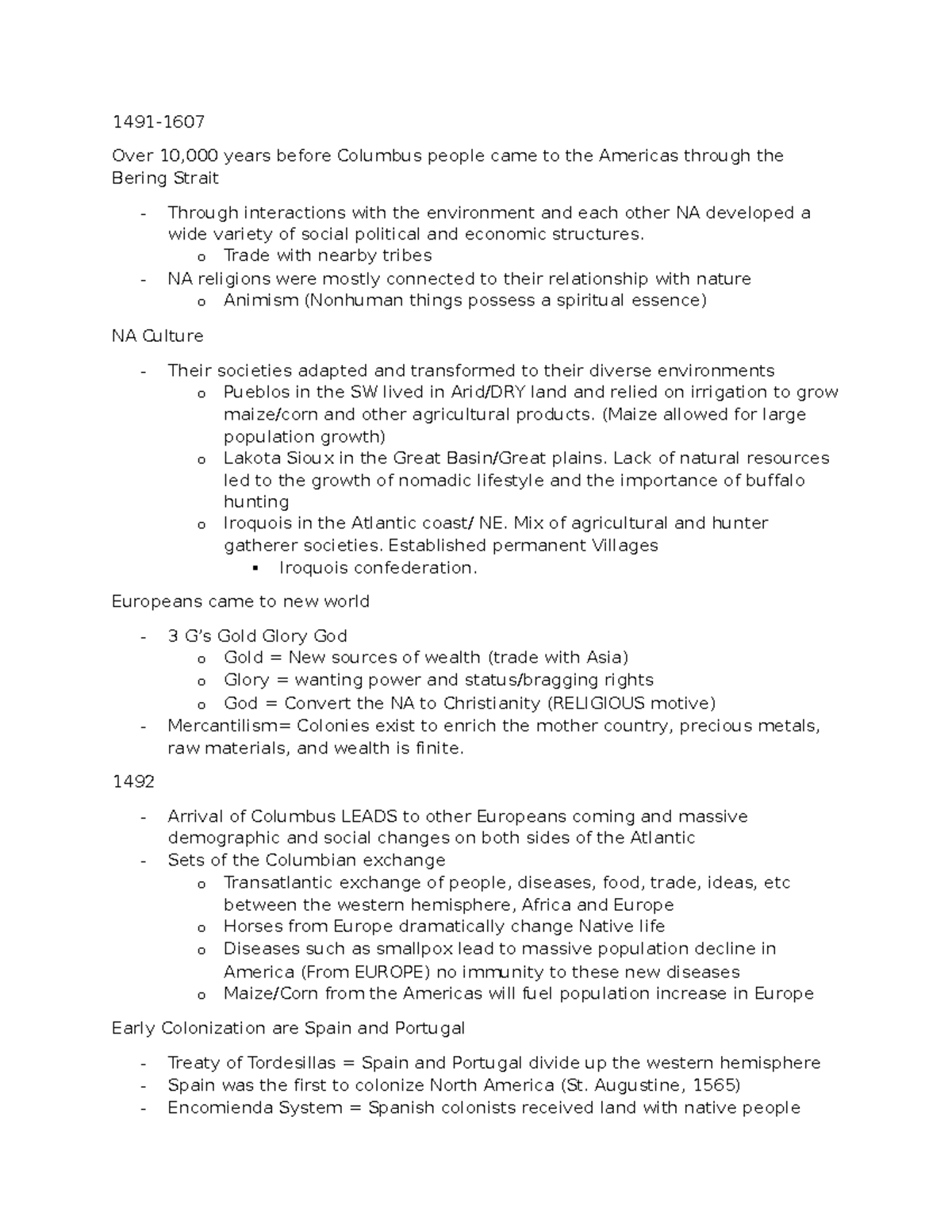 Chapter 1 Notes - 1491- Over 10,000 years before Columbus people came ...