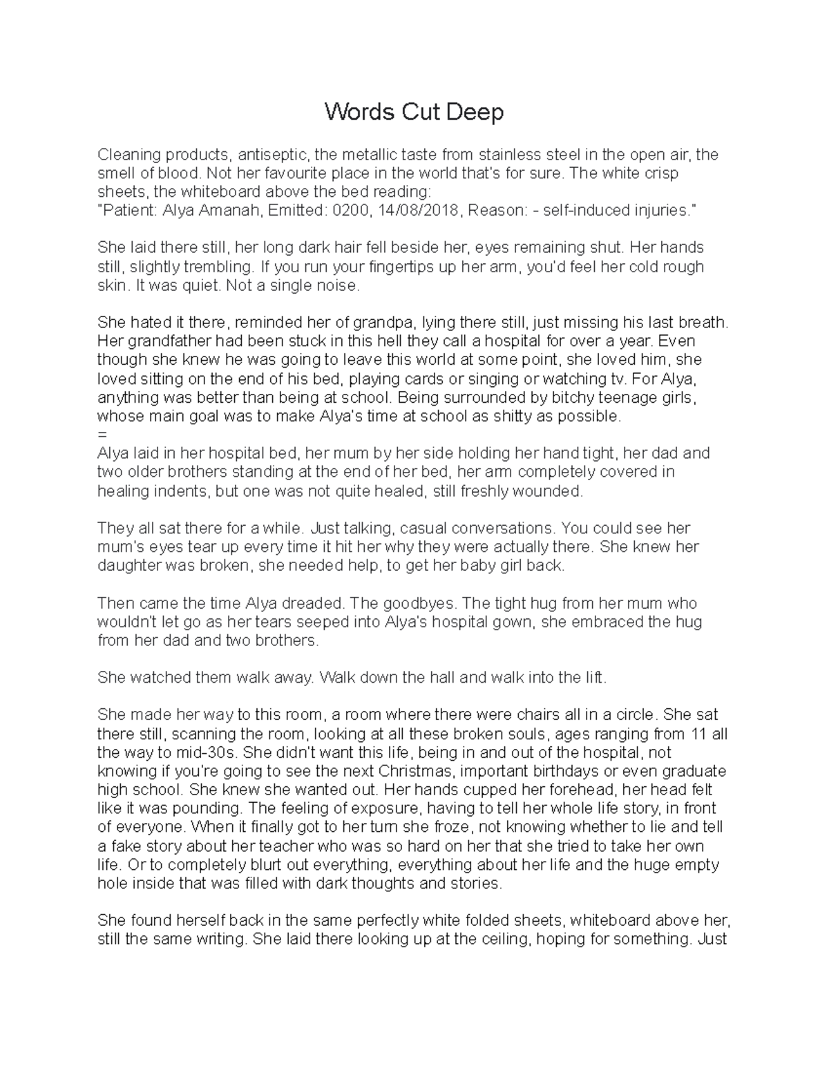 English creative writing - Words Cut Deep Cleaning products, antiseptic ...