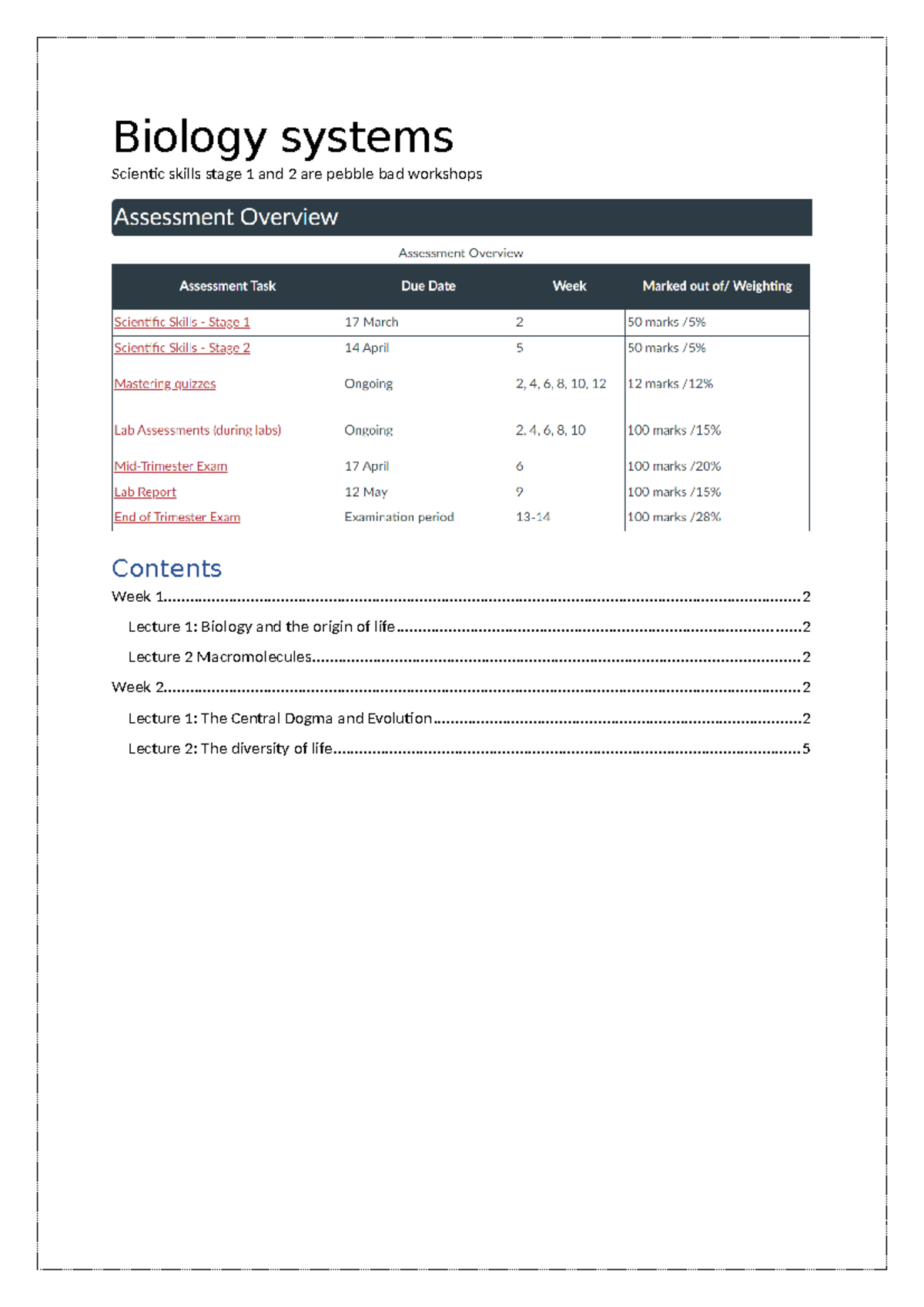 Biology systems - Biology systems Scientic skills stage 1 and 2 are ...