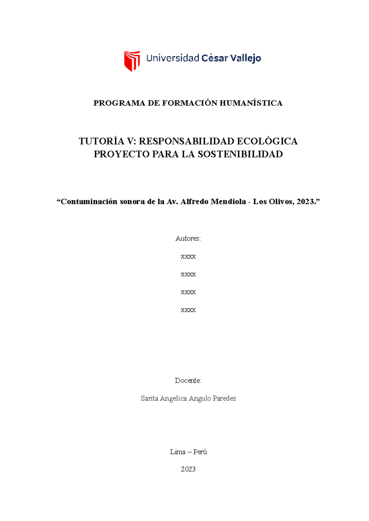 Informe final de tutoría - PROGRAMA DE FORMACIÓN HUMANÍSTICA TUTORÍA V: RESPONSABILIDAD ...