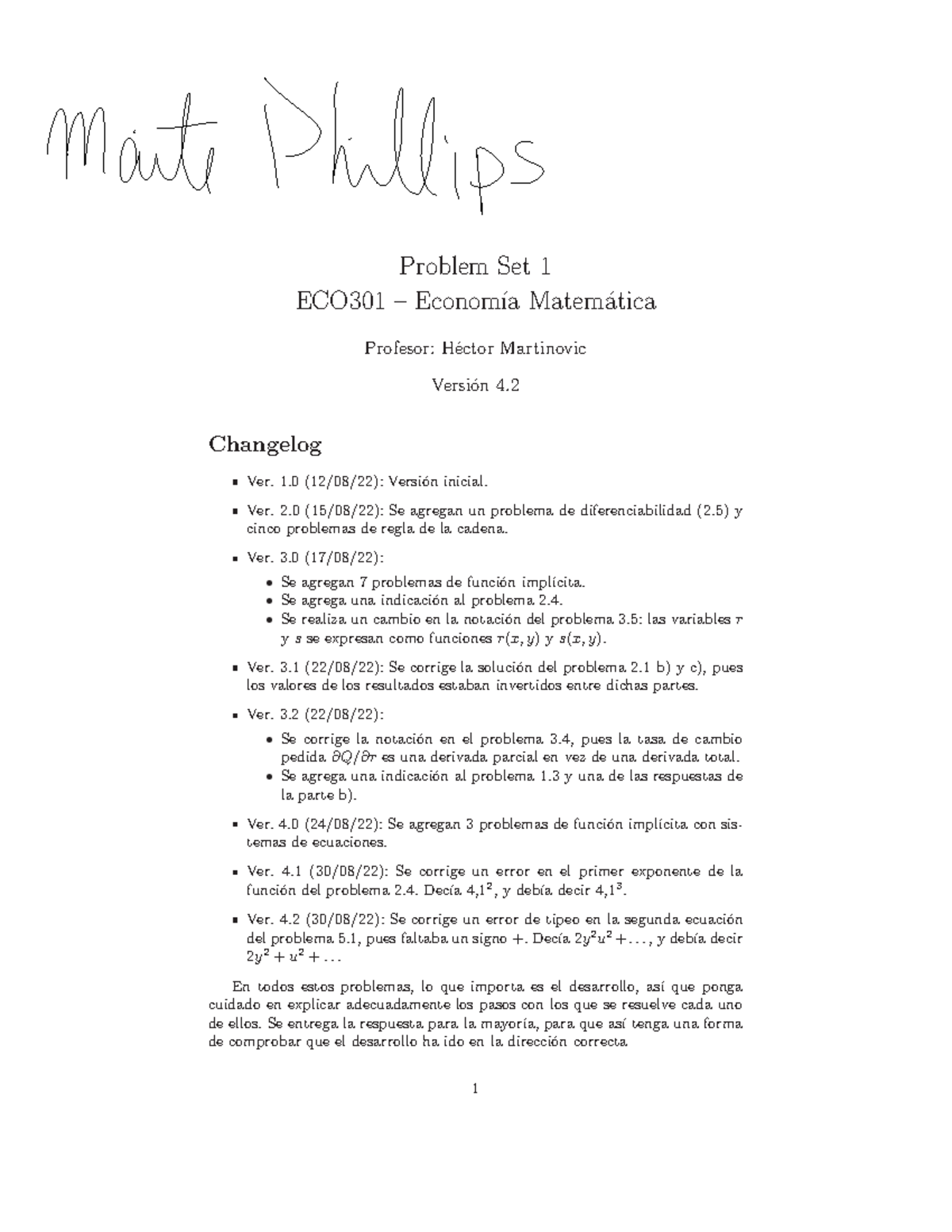 Problem set-01-ver 4 - Problem Set 1 ECO301 – Econom ́ıa Matem ́atica ...