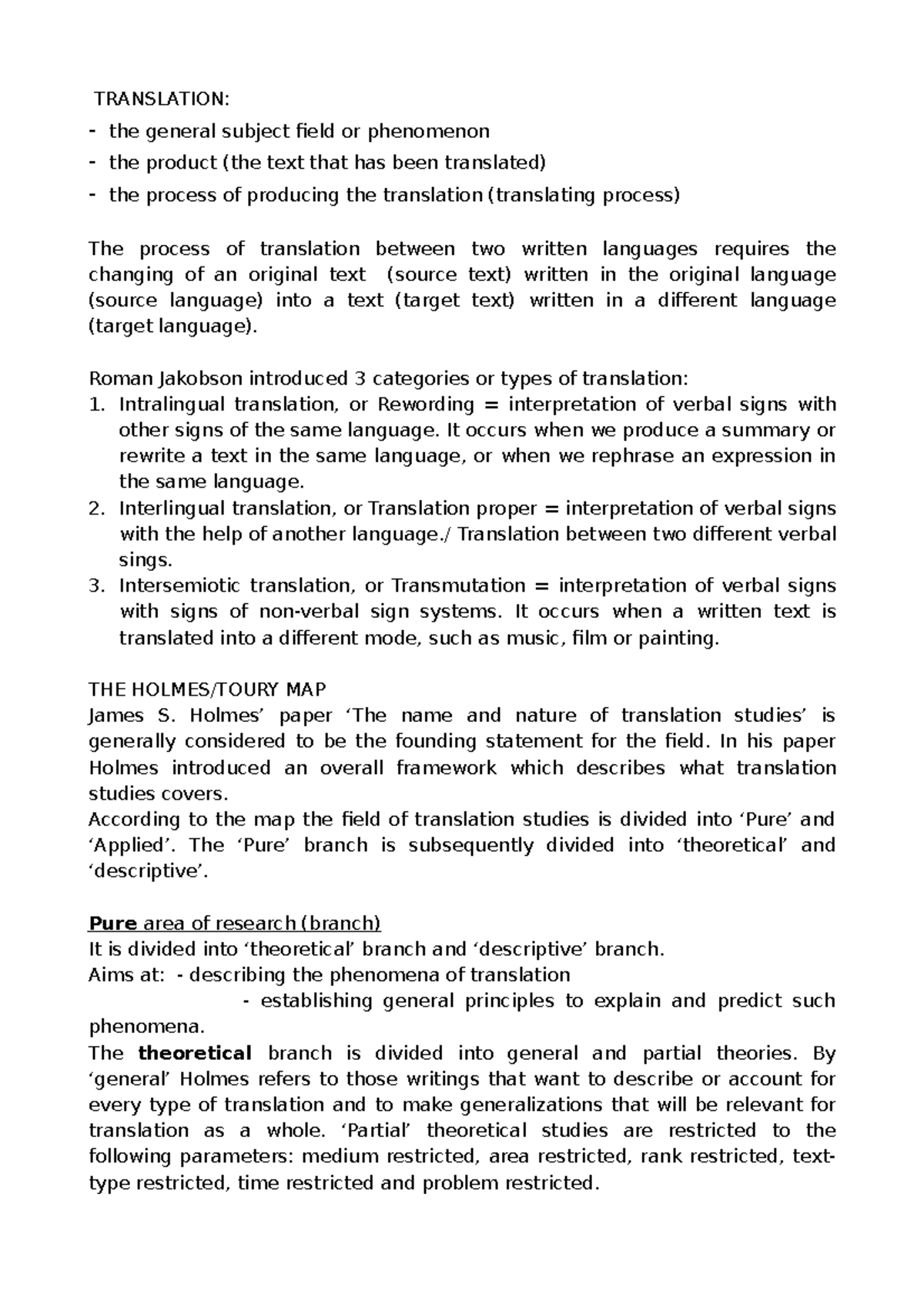 LT Inglese 3 - riassunto 'Introducing Translation Studies ...