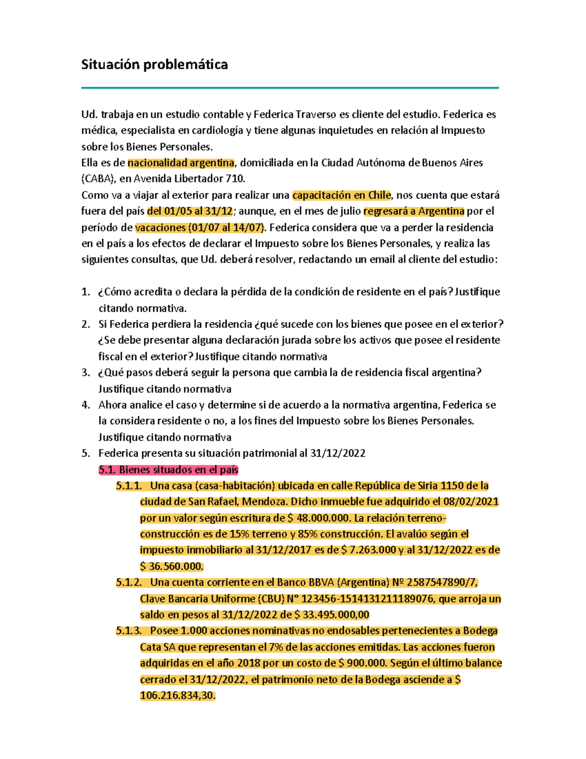 TP1 - Situación problemática - Situación problemática Ud. trabaja en un ...