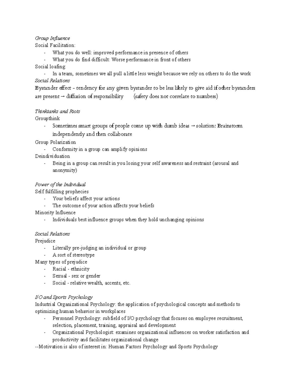 Social Psychology - Group Influence Social Facilitation: - What you do ...