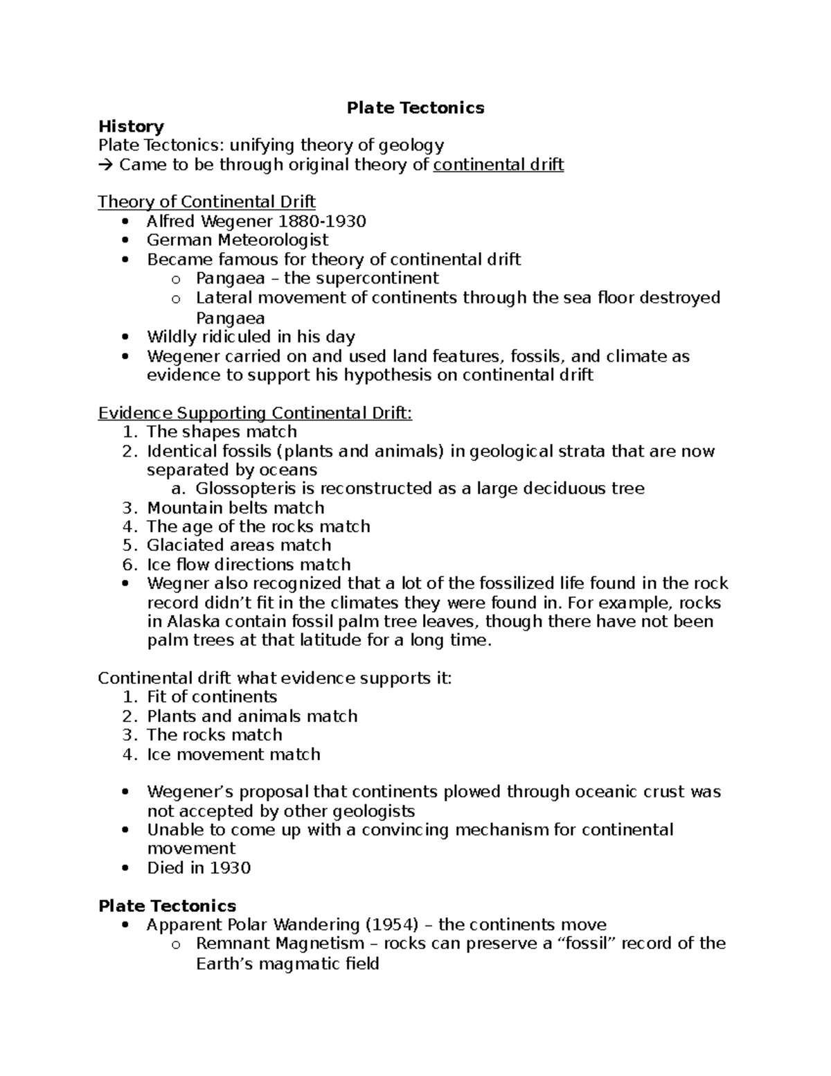 Plate Tectonics Lecture Notes - Plate Tectonics History Plate Tectonics ...
