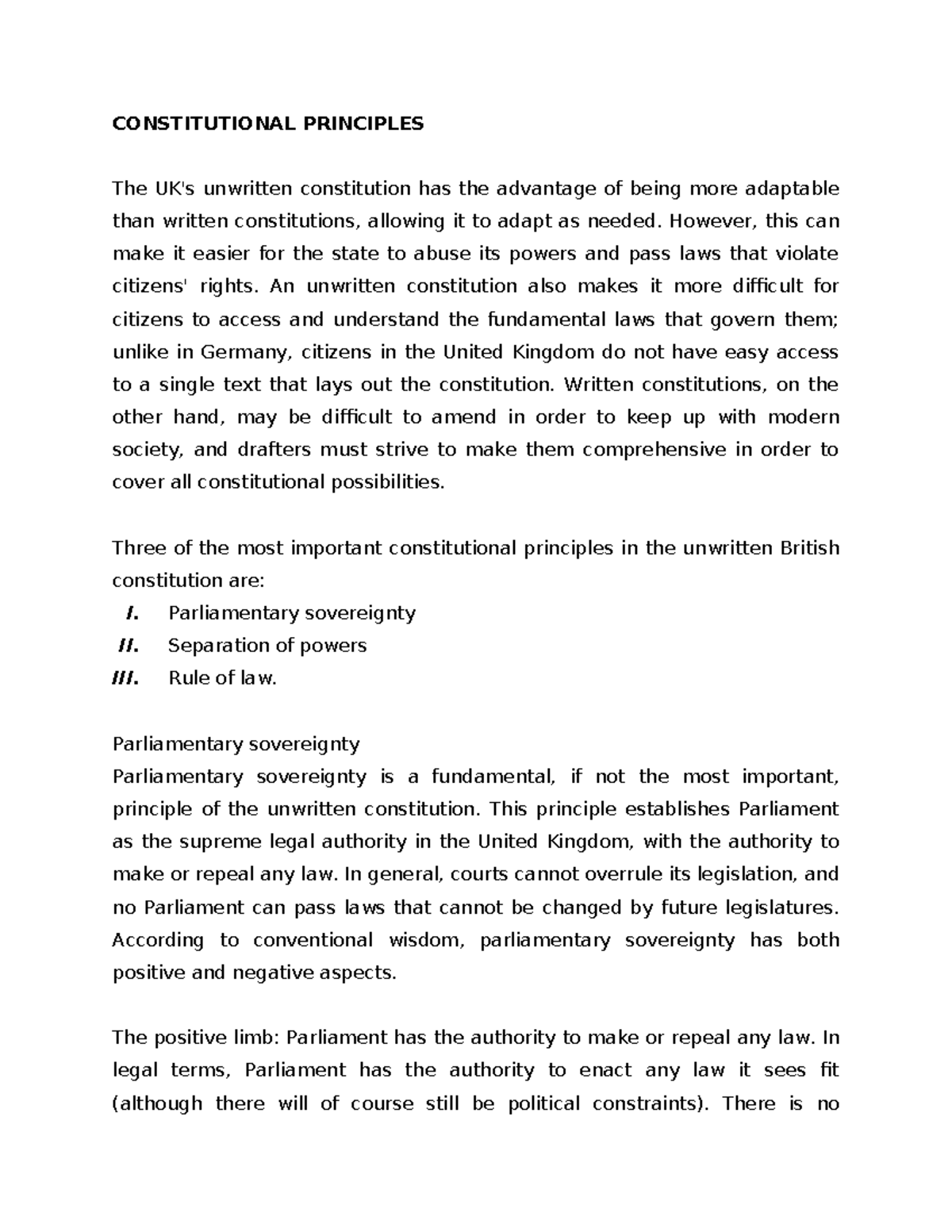 Constitutional Principles - CONSTITUTIONAL PRINCIPLES The UK's ...