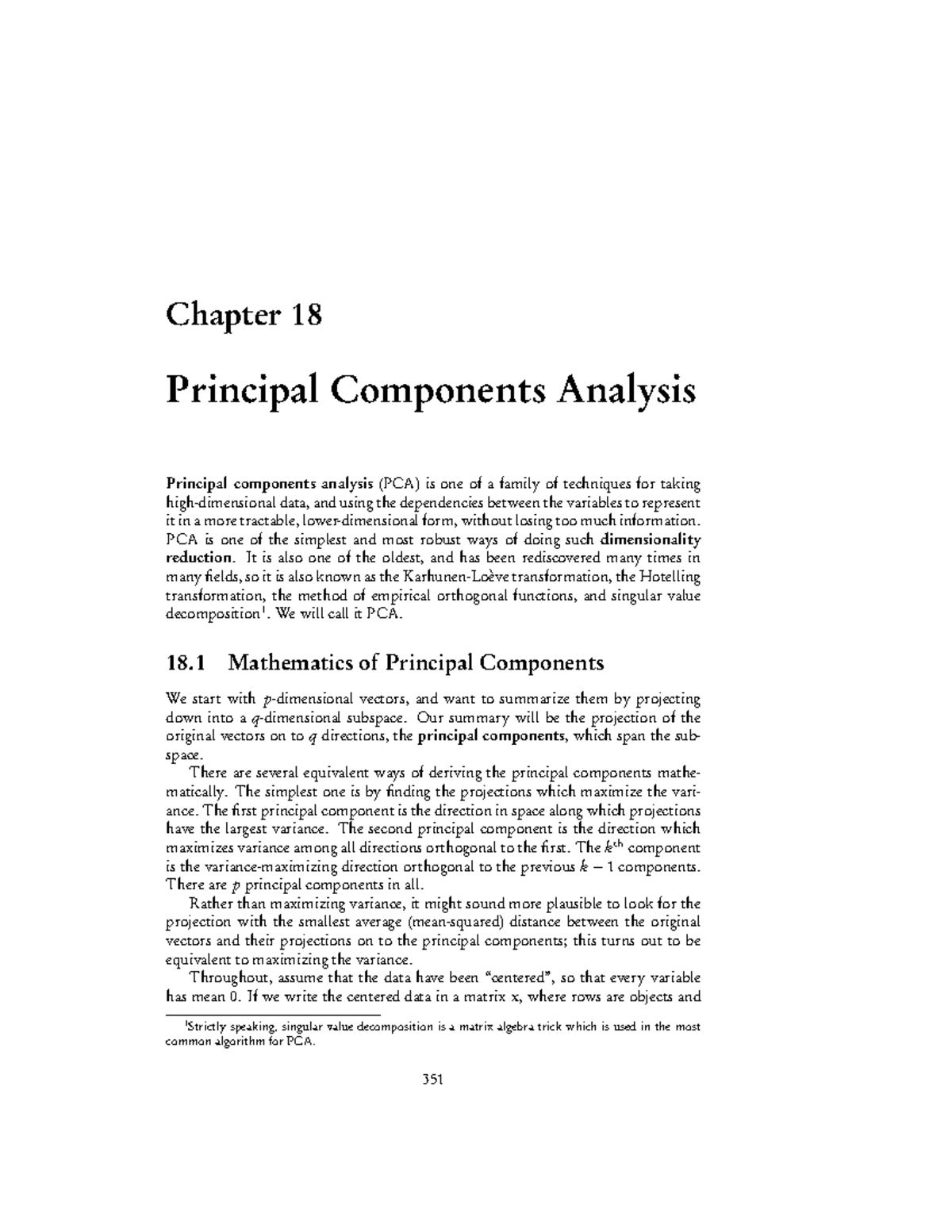 Principal Components Analysis - Chapter 18 Principal Components ...