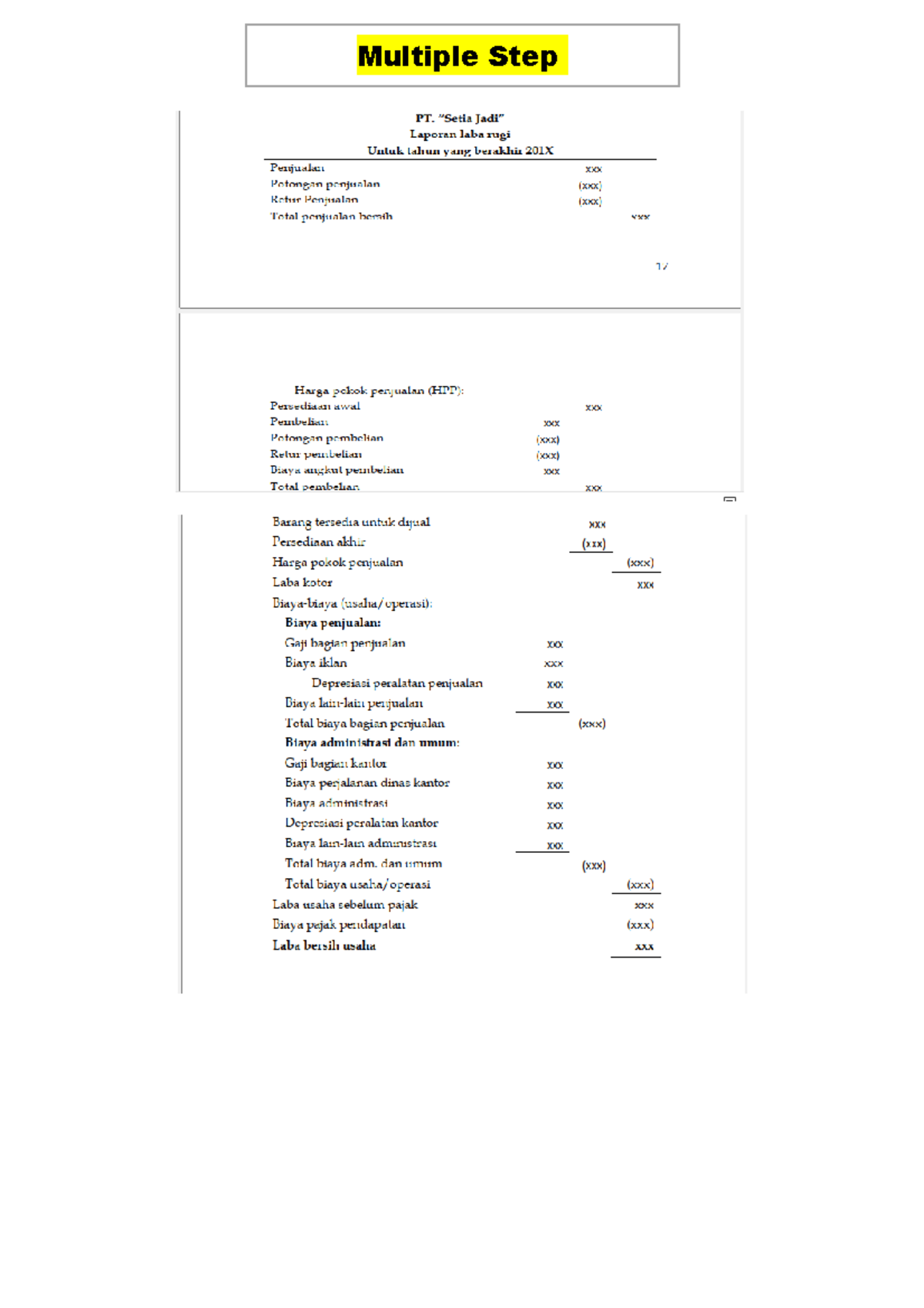 Multiple Step - Accounting - Studocu