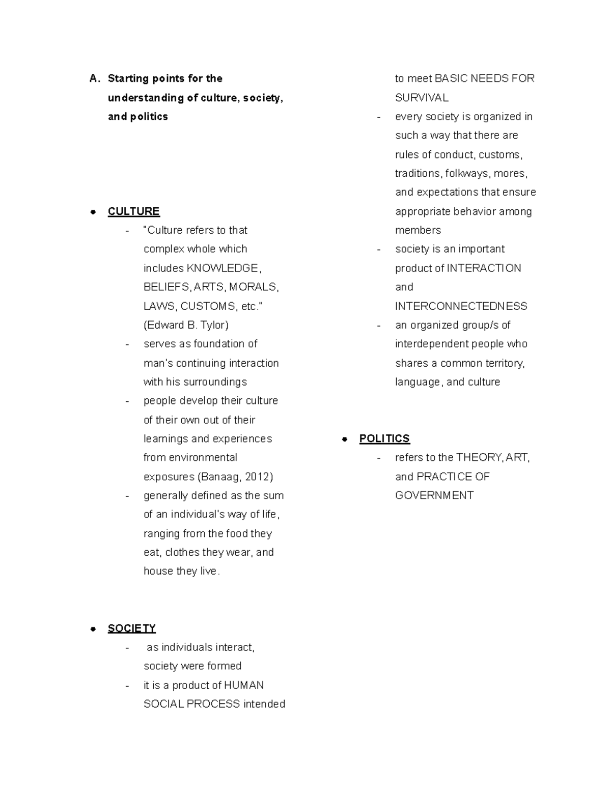 [lesson 1] ucsp - A. Starting points for the understanding of culture ...
