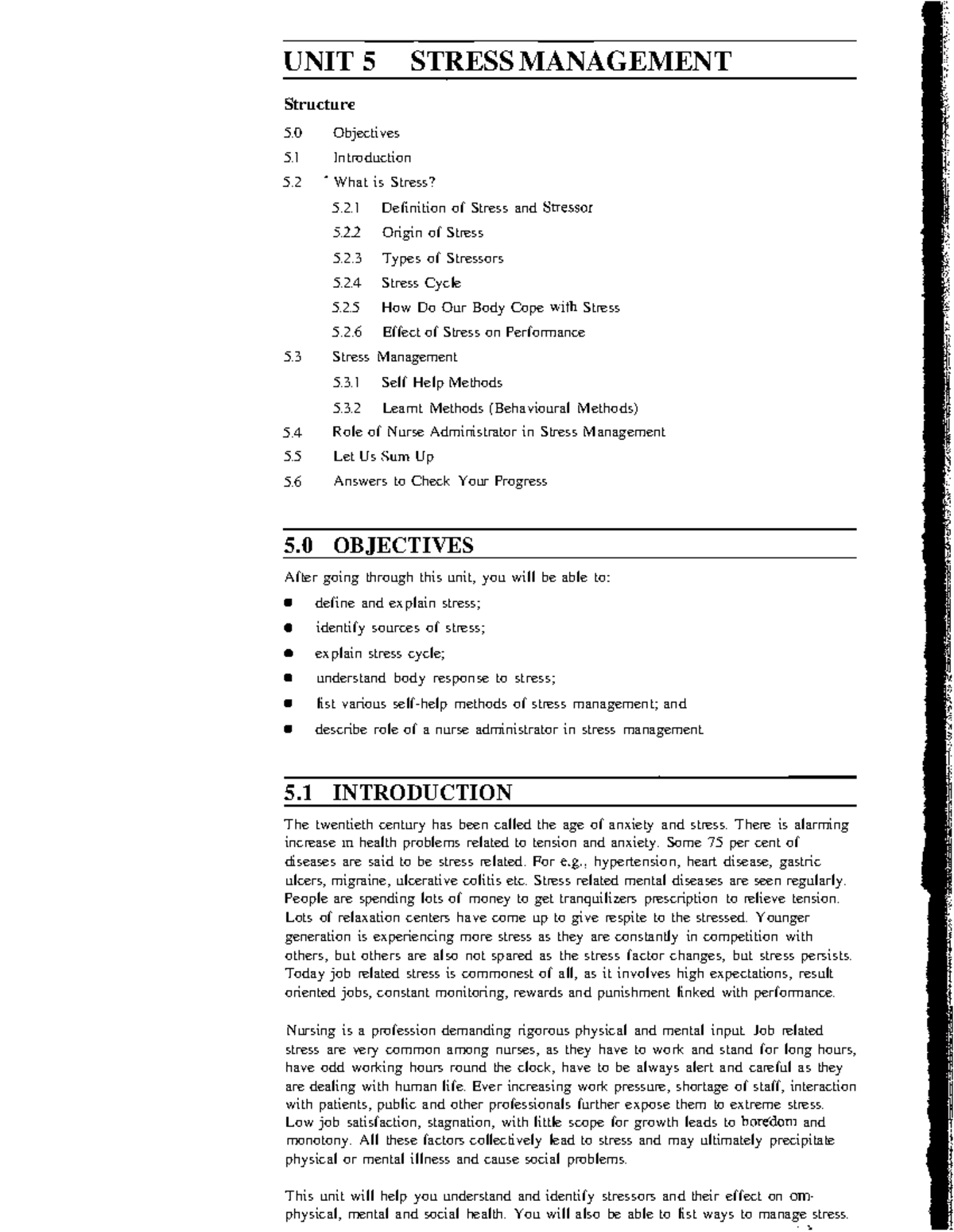Stress management - ####### UNIT 5 STRESS MANAGEMENT Structure 5 ...