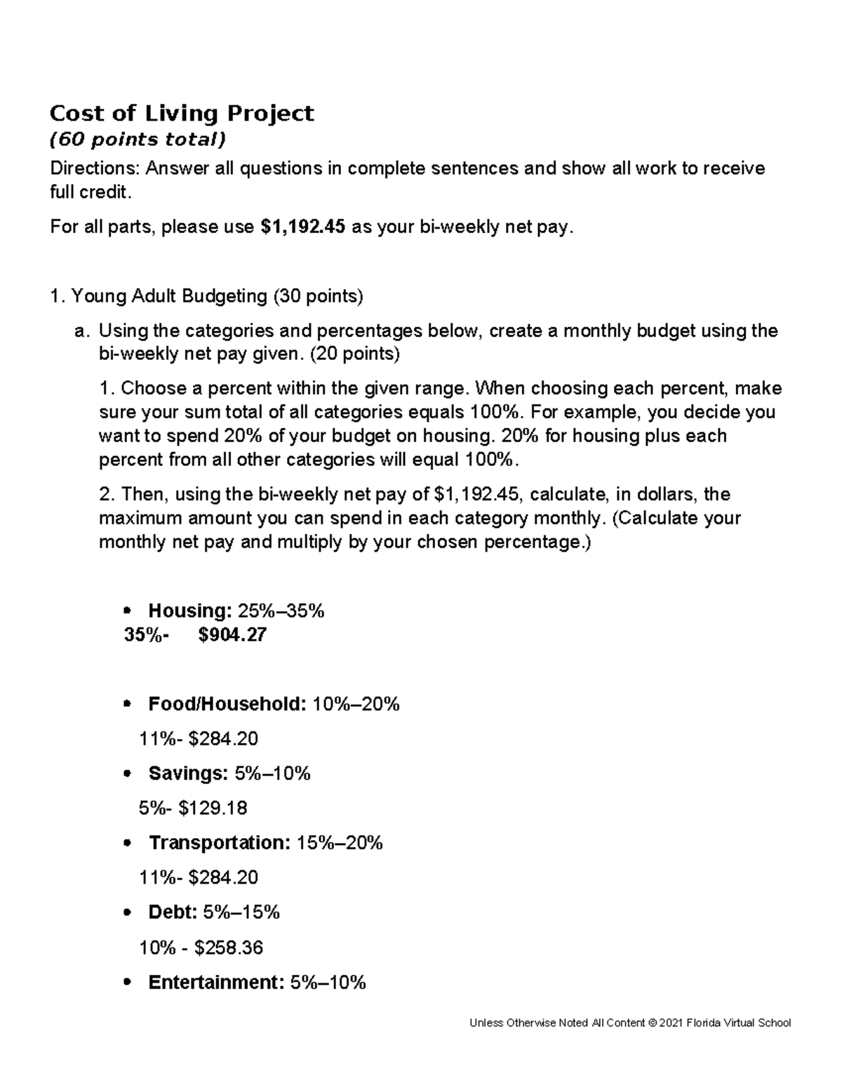 03 05 project (3) - Cost of Living Project (60 points total) Directions ...