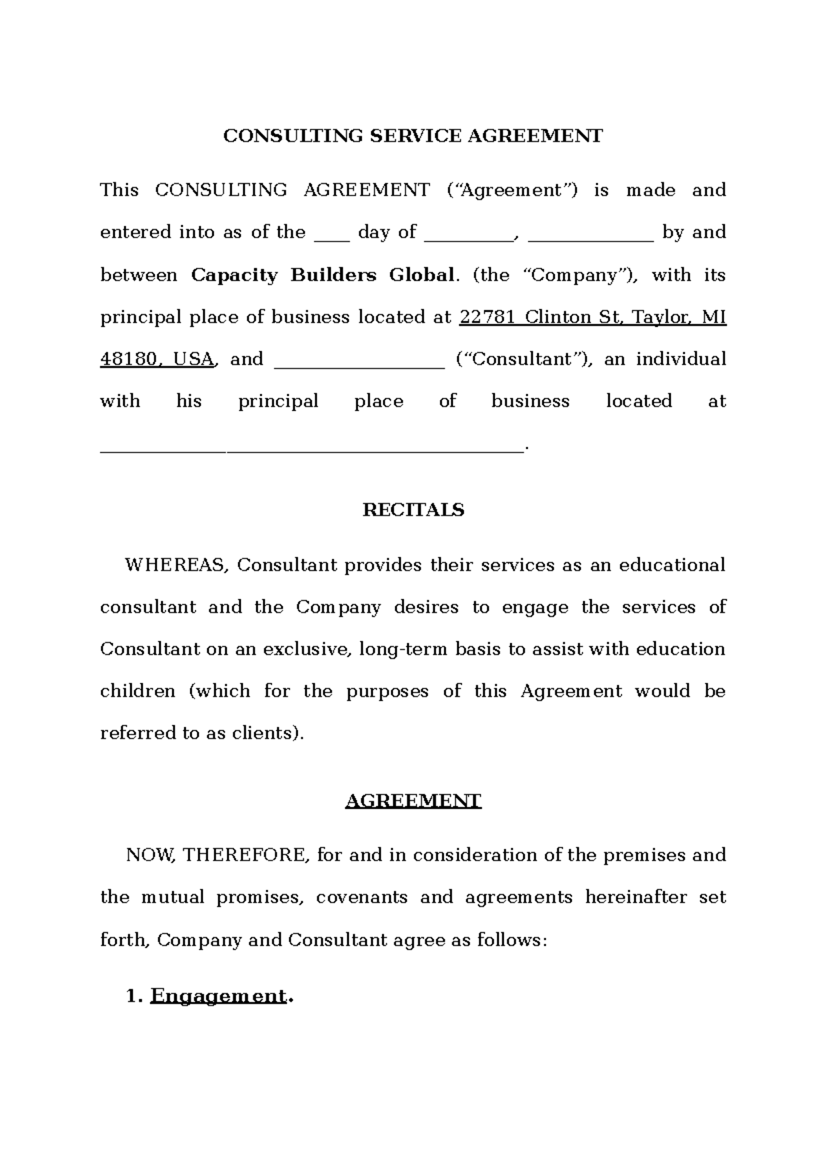 Stem genius consultant agreement - This CONSULTINGCONSULTING SERVICE ...