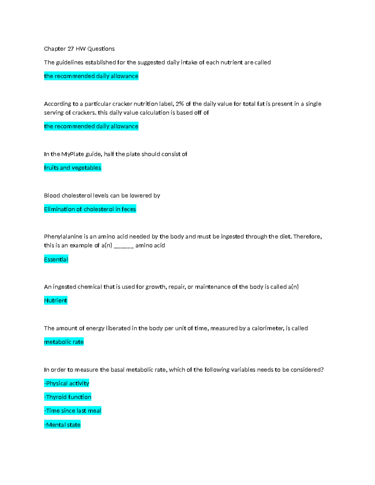Chapter 27 HW Questions - Chapter 27 HW Questions The guidelines ...